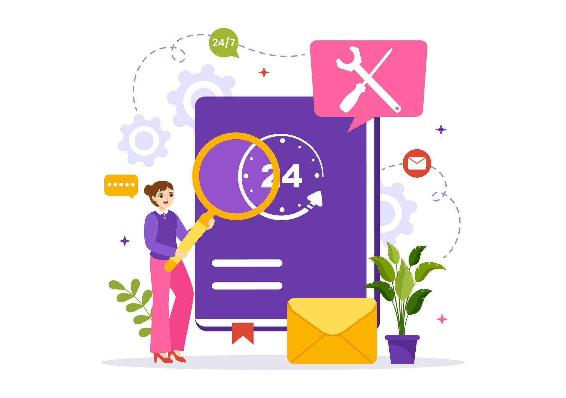 Technical Support System Vector Illustration with Software Development ...