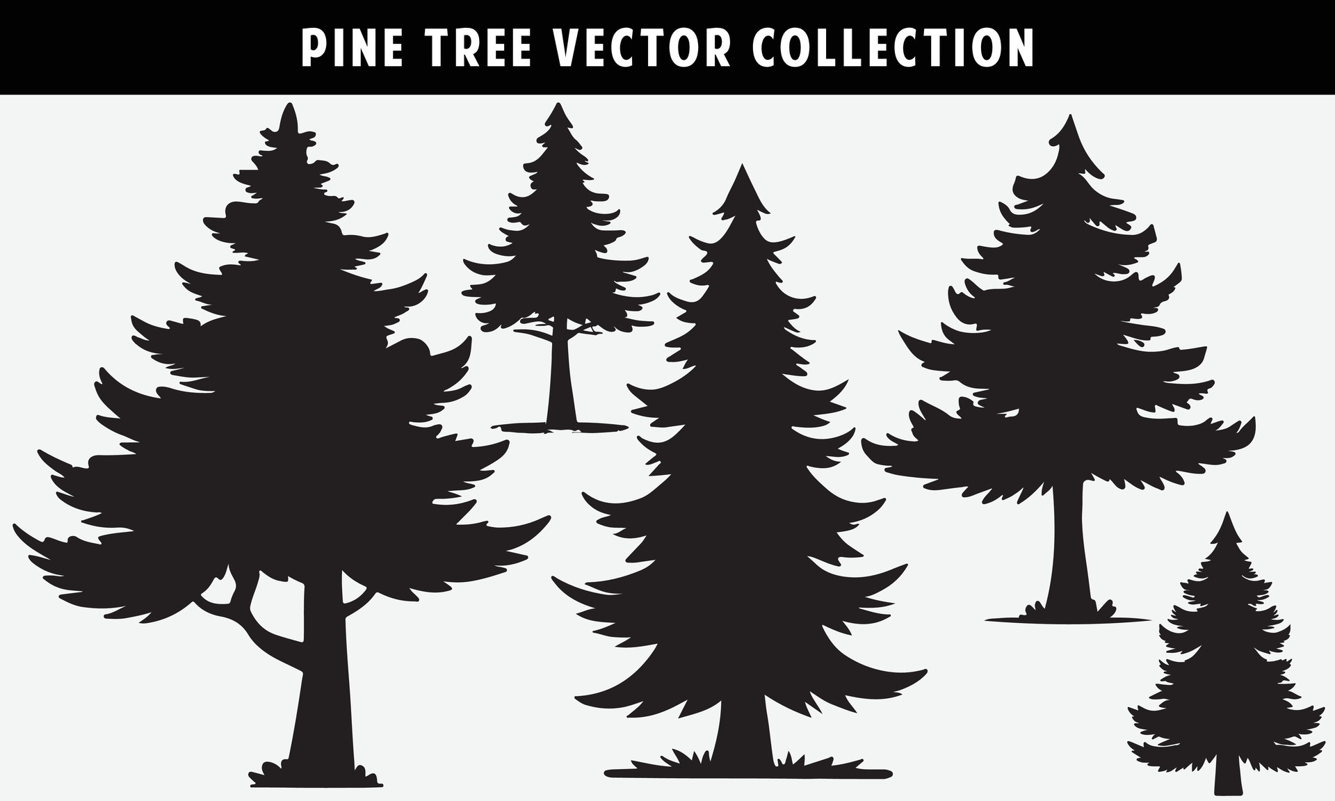 set of pine trees silhouettes vector graphics for design 25901443 ...