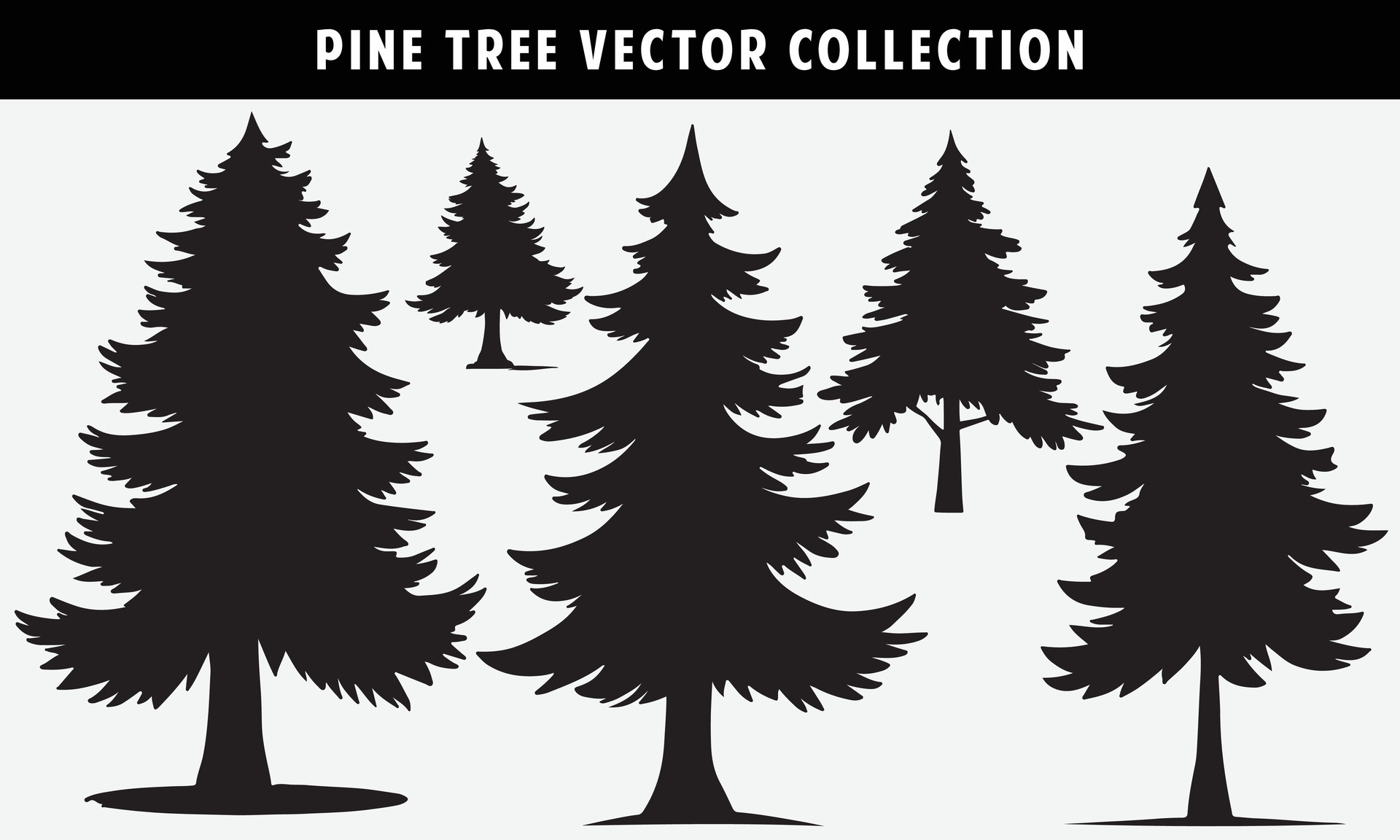 set of pine trees silhouettes vector graphics for design 25901447 ...
