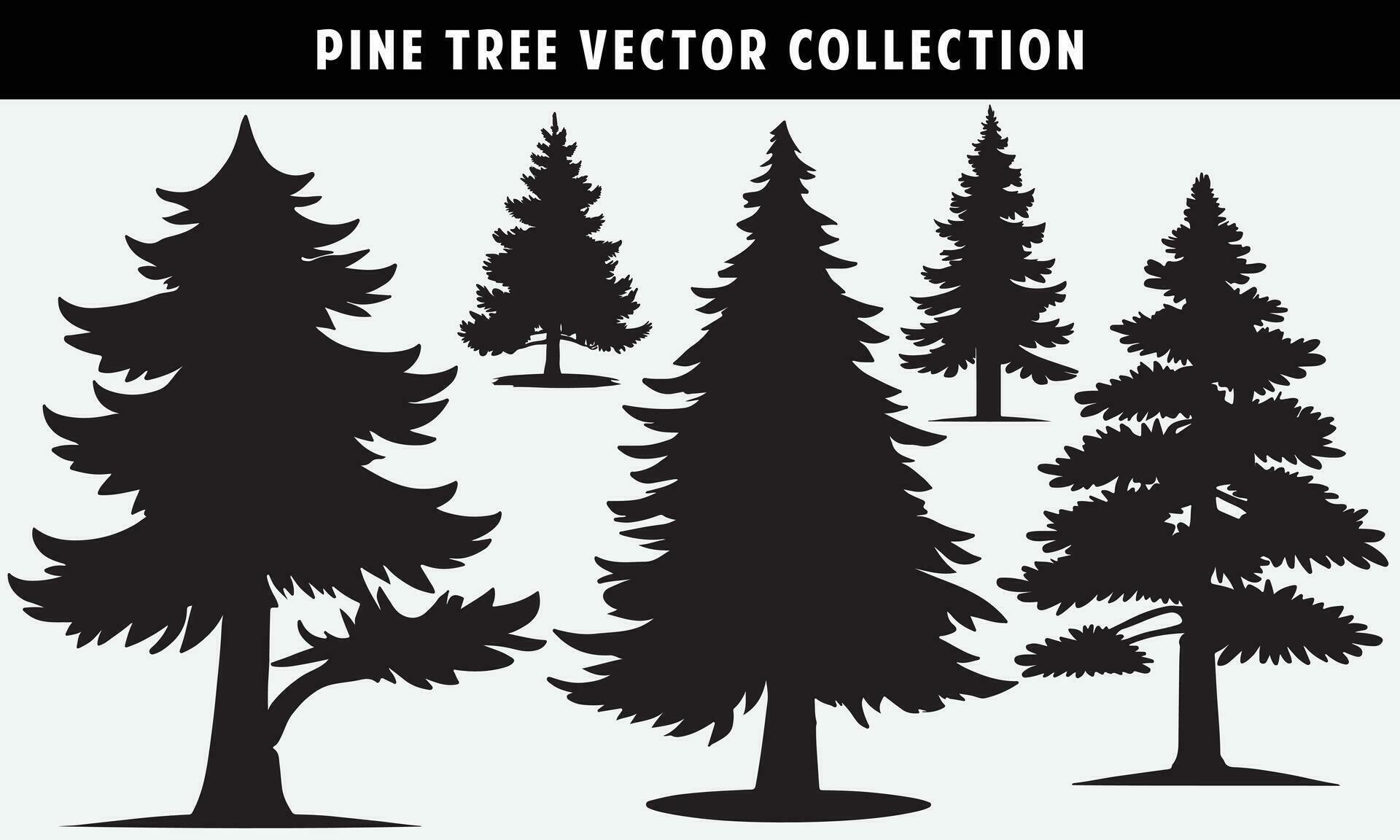 set of pine trees silhouettes vector graphics for design 25901452 ...