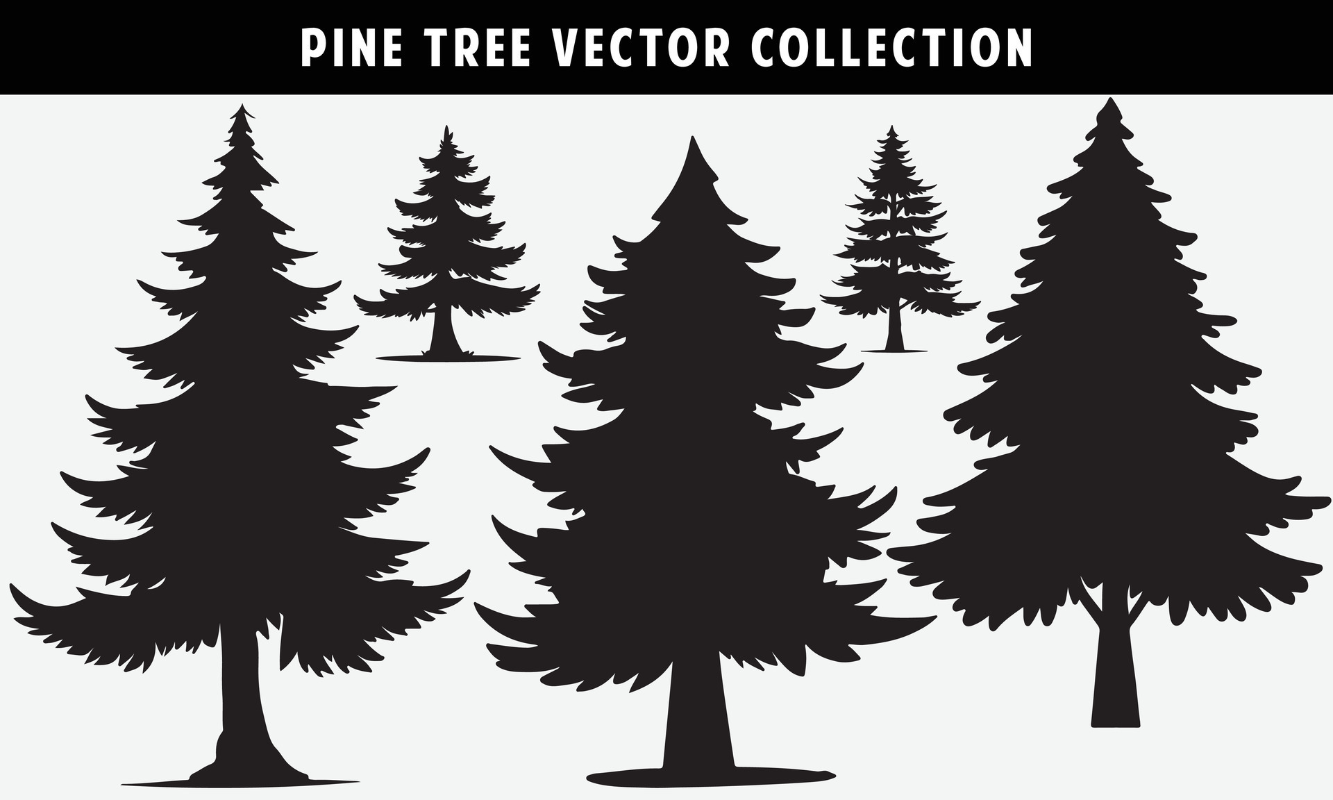 set of pine trees silhouettes vector graphics for design 25901457 ...