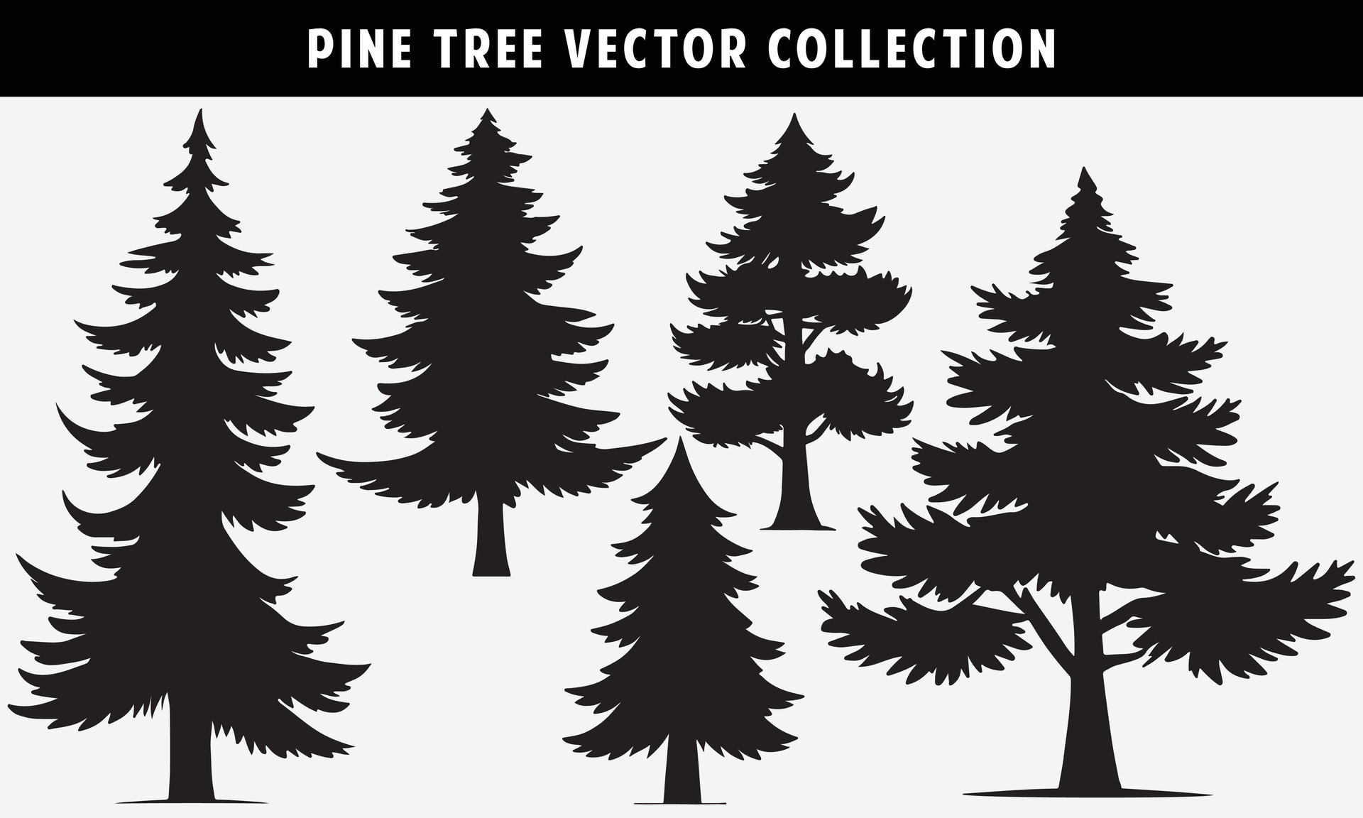 set of pine trees silhouettes vector graphics for design 25901459 ...