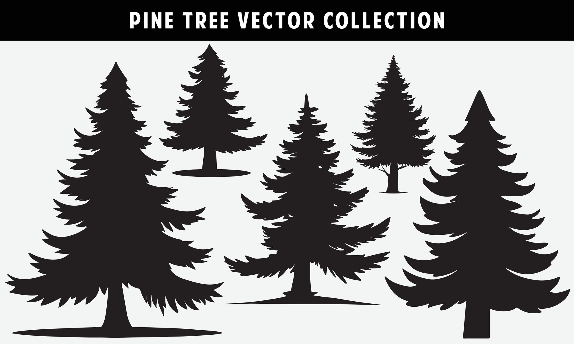 set of pine trees silhouettes vector graphics for design 25901460 ...