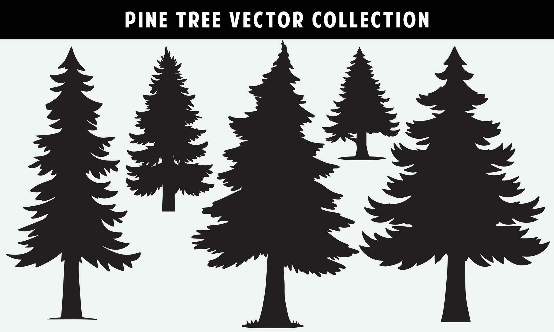 set of pine trees silhouettes vector graphics for design 25901467 ...