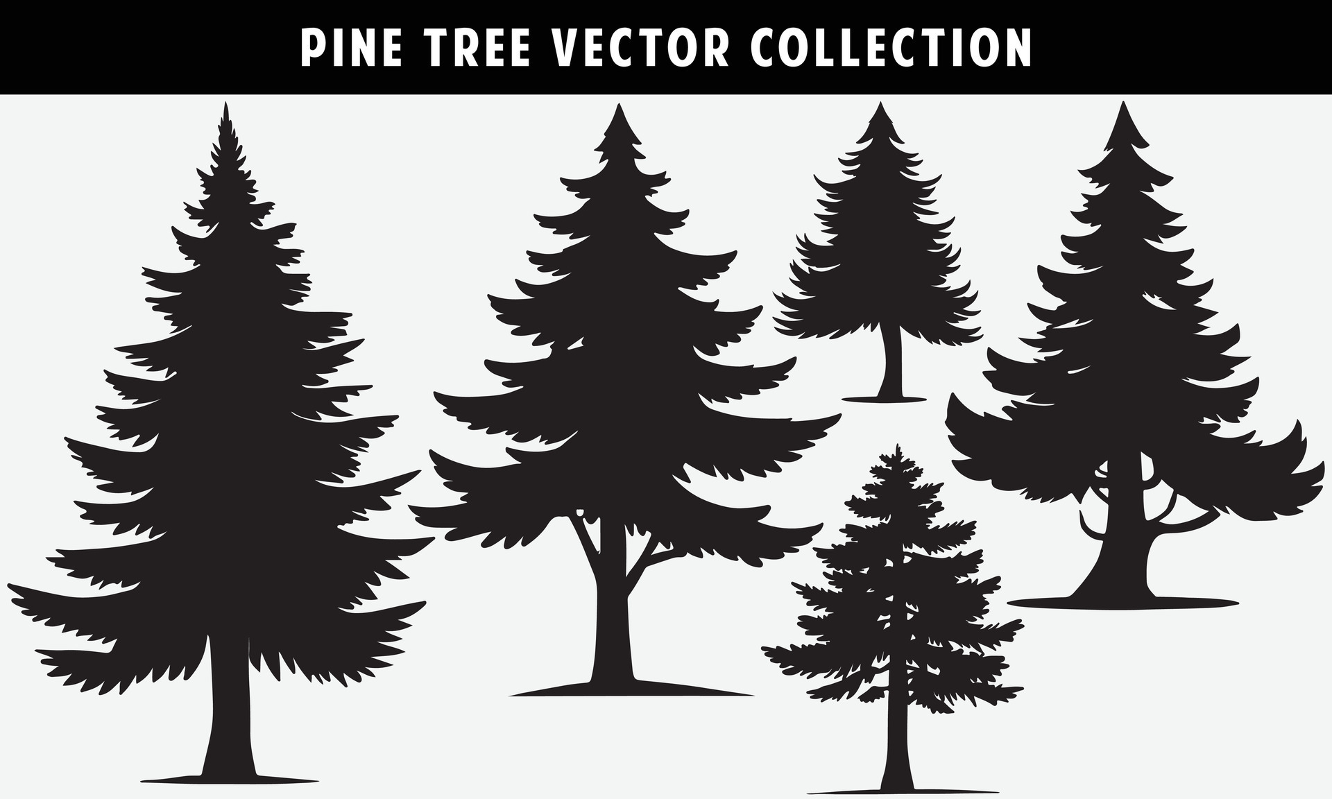 set of pine trees silhouettes vector graphics for design 25901471 ...