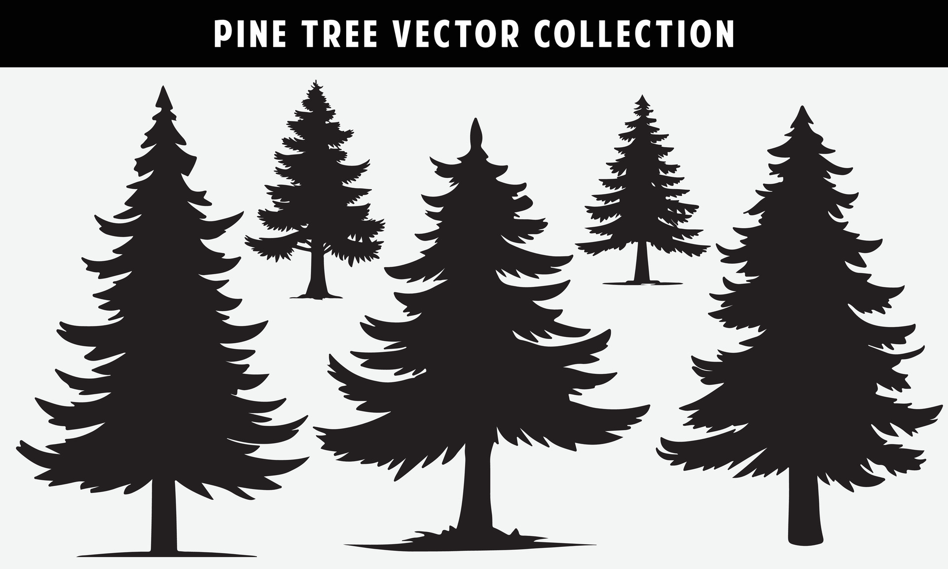 set of pine trees silhouettes vector graphics for design 25901474 ...