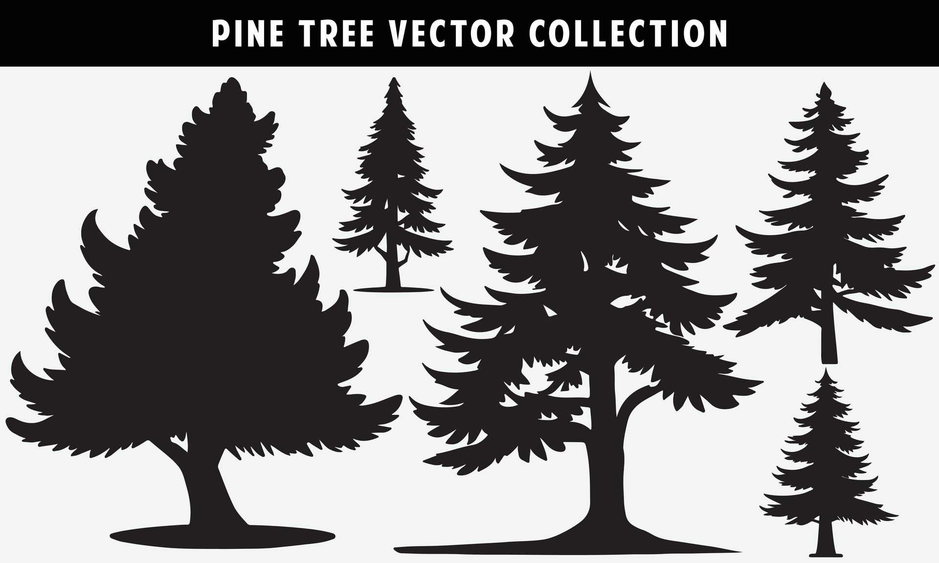 set of pine trees silhouettes vector graphics for design 25901476 ...