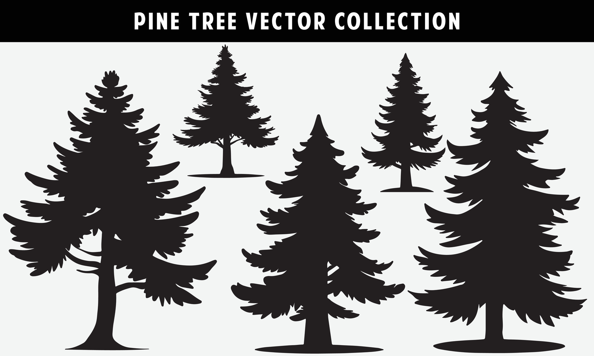 set of pine trees silhouettes vector graphics for design 25901478 ...