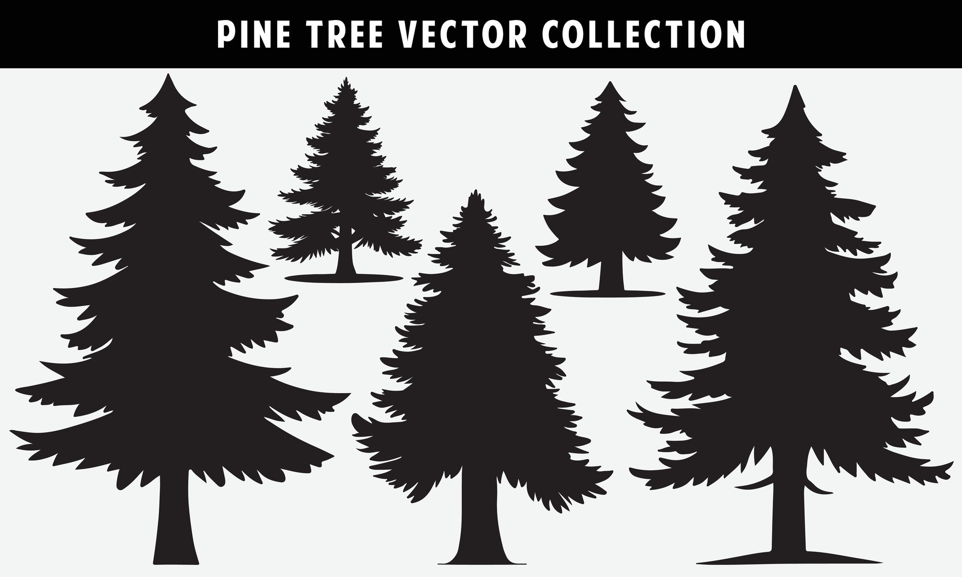 set of pine trees silhouettes vector graphics for design 25901479 ...