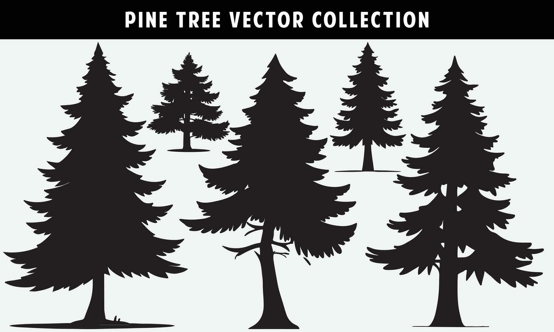set of pine trees silhouettes vector graphics for design 25901480 ...