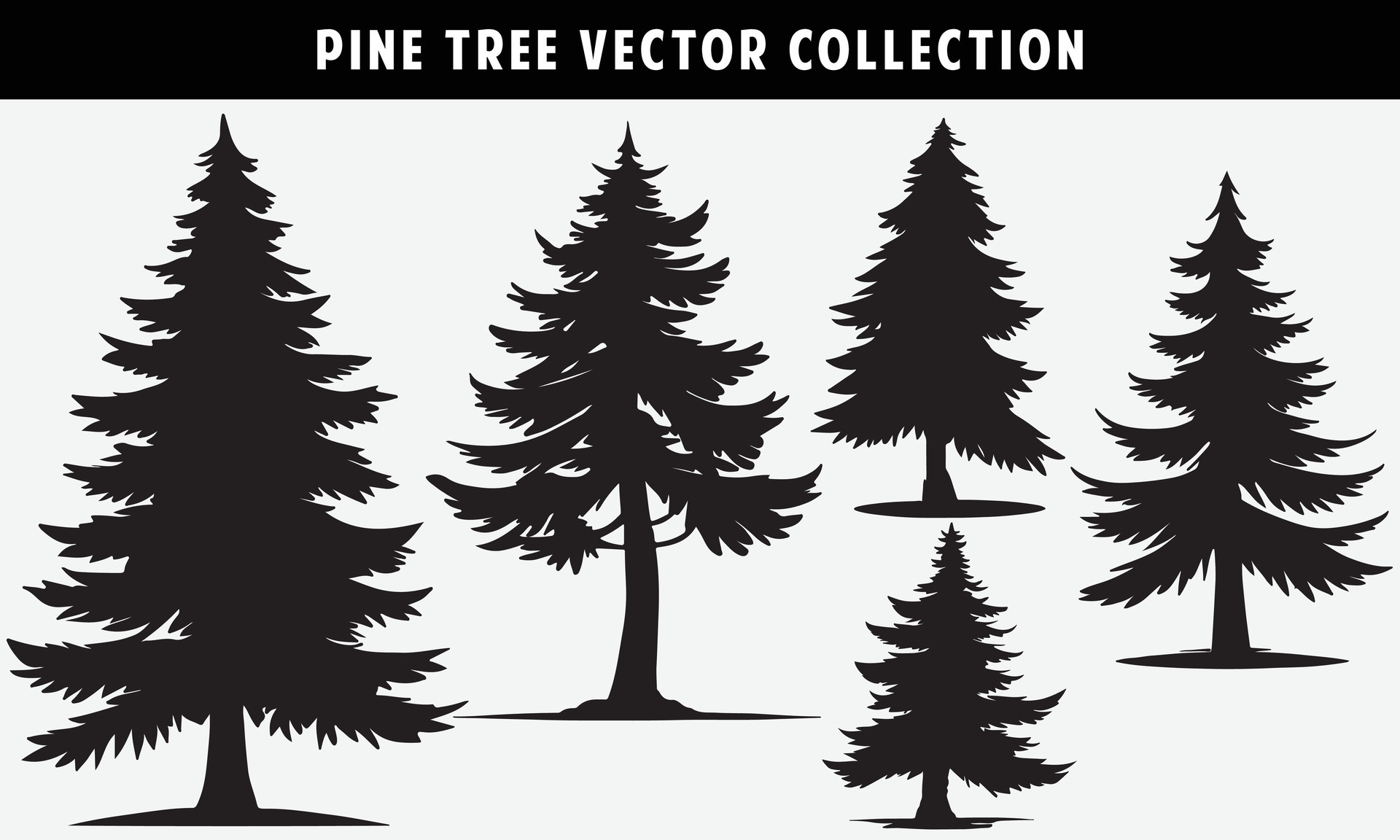 set of pine trees silhouettes vector graphics for design 25901481 ...