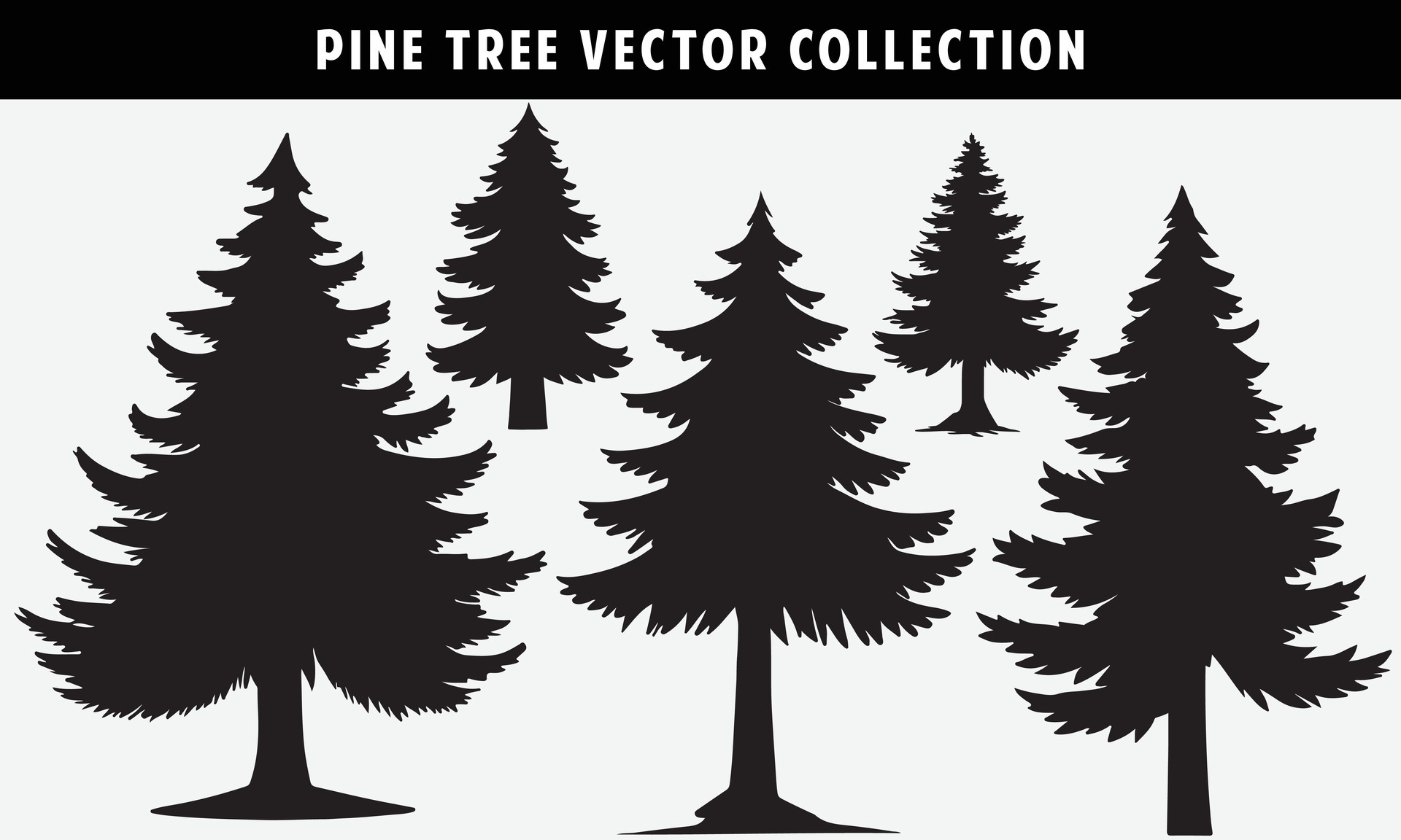 set of pine trees silhouettes vector graphics for design 25901482 ...
