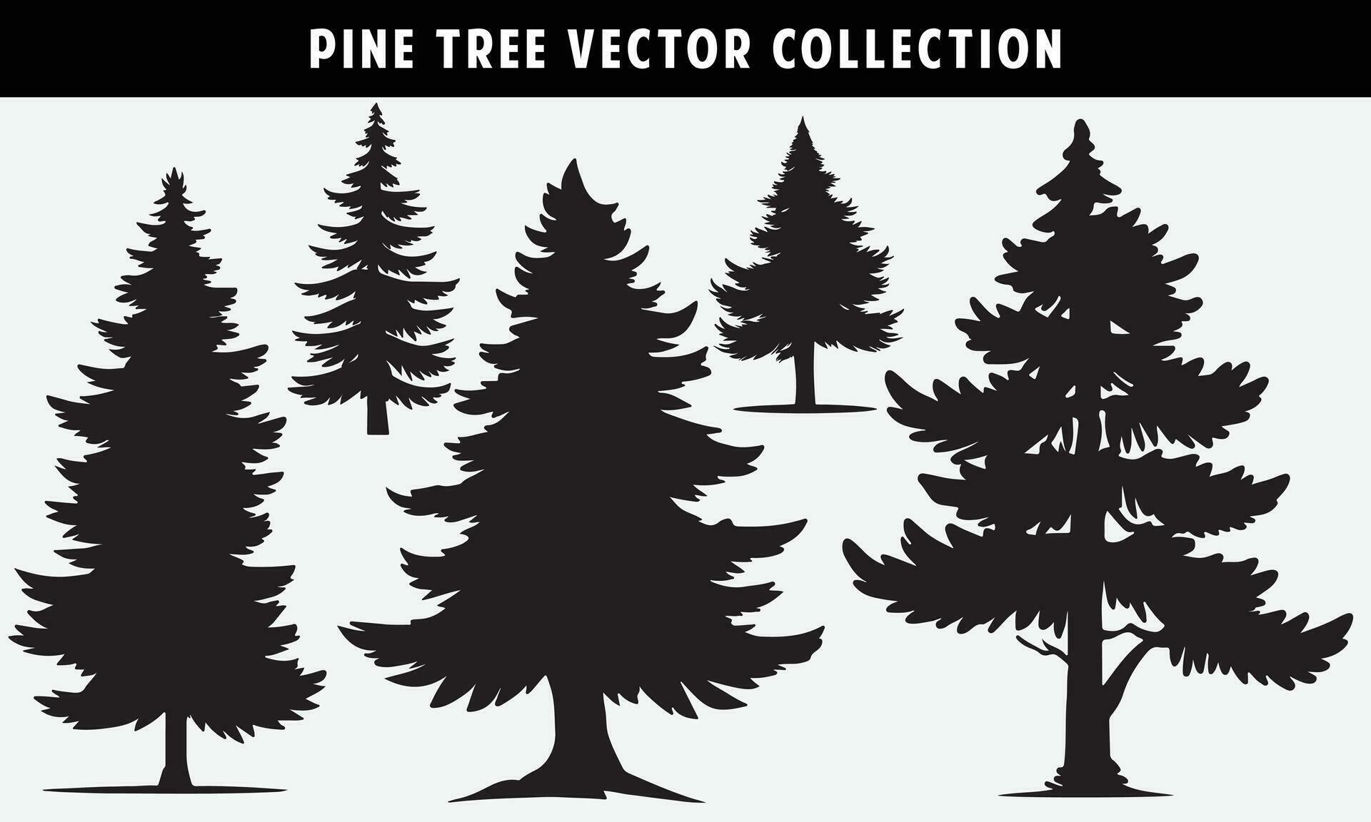 set of pine trees silhouettes vector graphics for design 25901483 ...