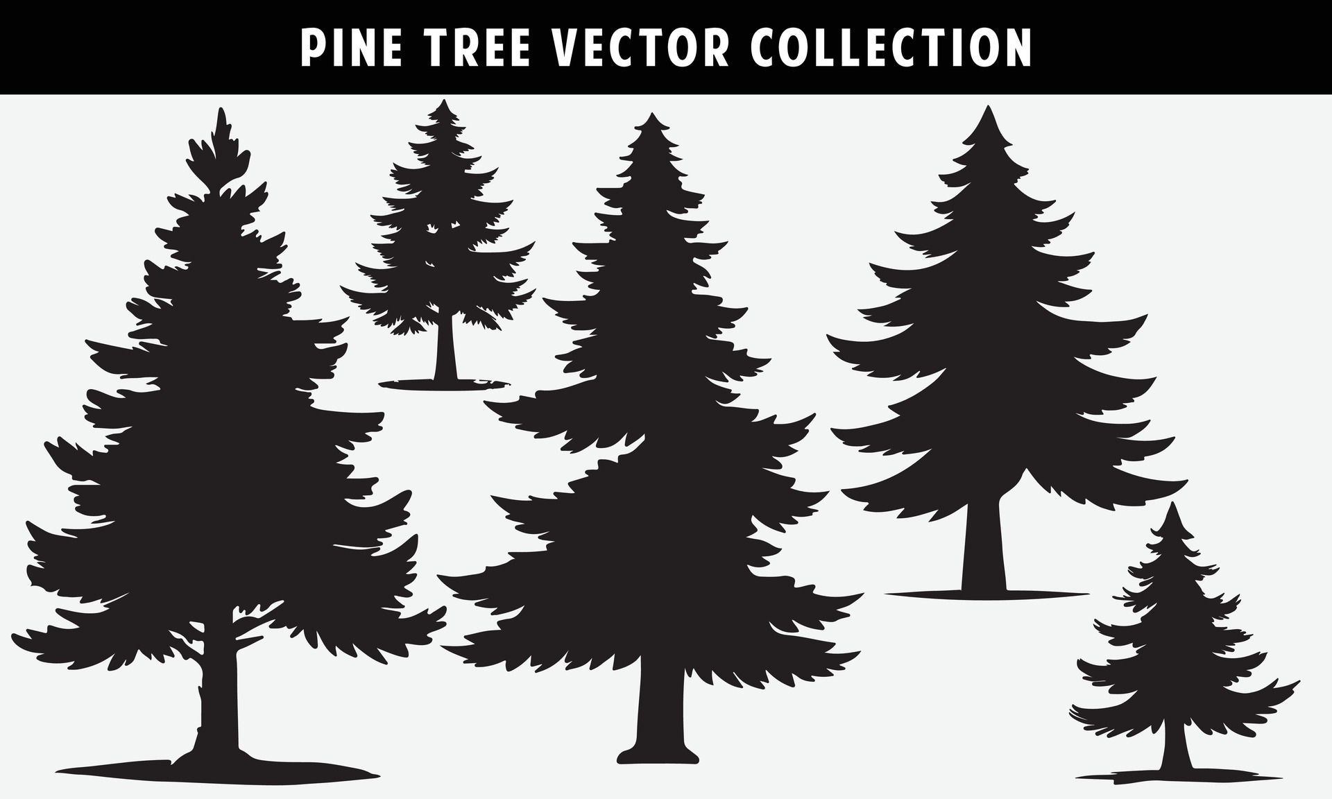 set of pine trees silhouettes vector graphics for design 25901485 ...