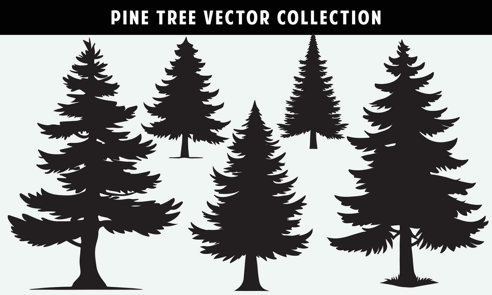 set of pine trees silhouettes vector graphics for design 25901489 ...