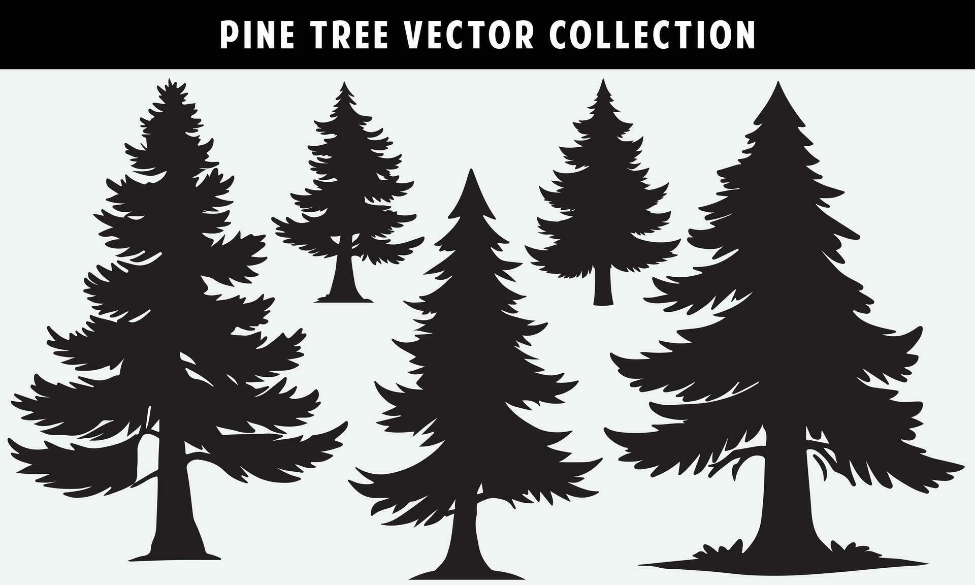 set of pine trees silhouettes vector graphics for design 25901491 ...