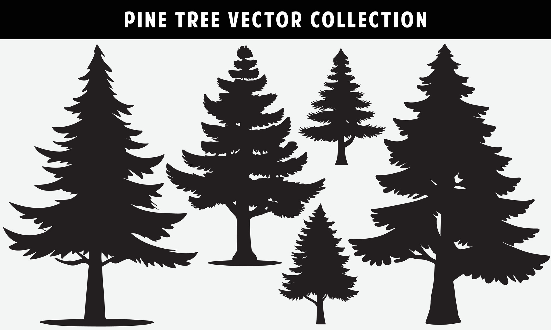 set of pine trees silhouettes vector graphics for design 25901493 ...