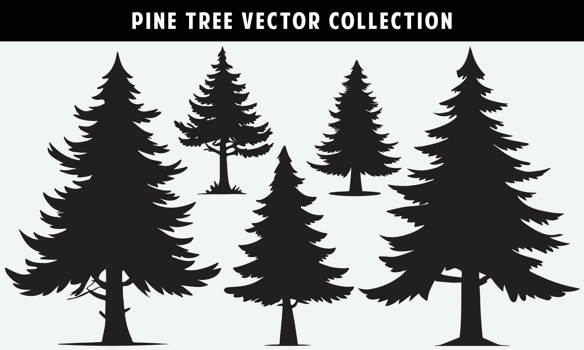set of pine trees silhouettes vector graphics for design 25901495 ...