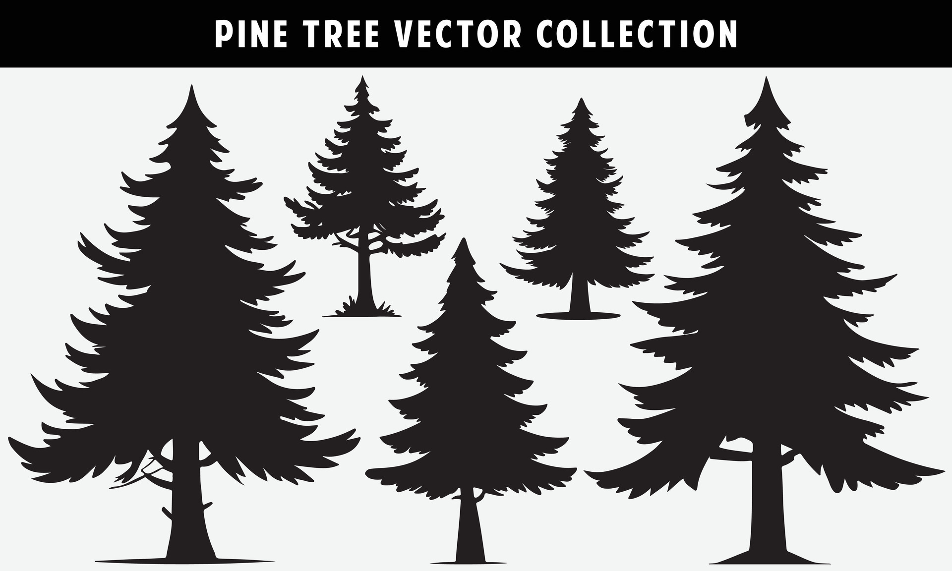 set of pine trees silhouettes vector graphics for design 25901495 ...