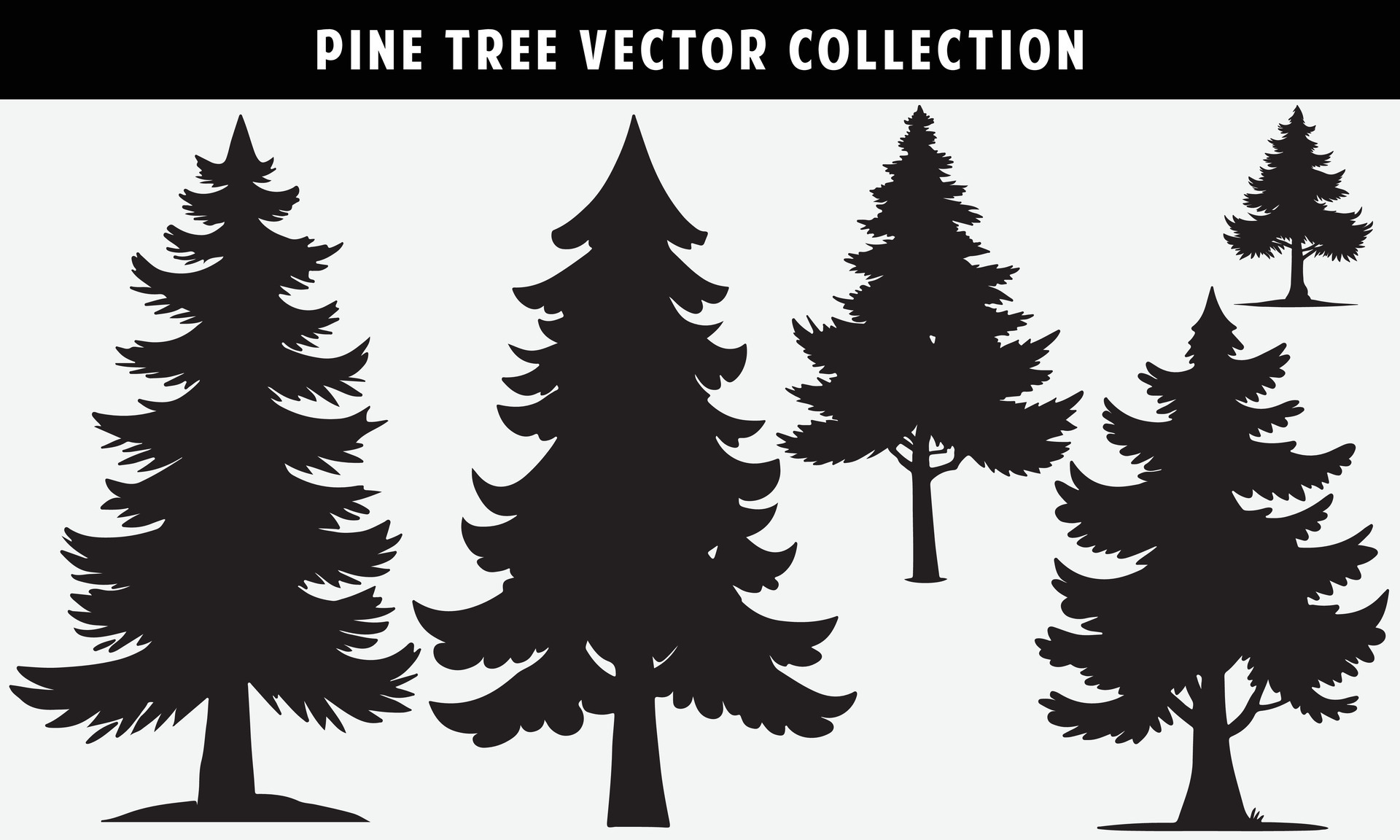 set of pine trees silhouettes vector graphics for design 25901496 ...