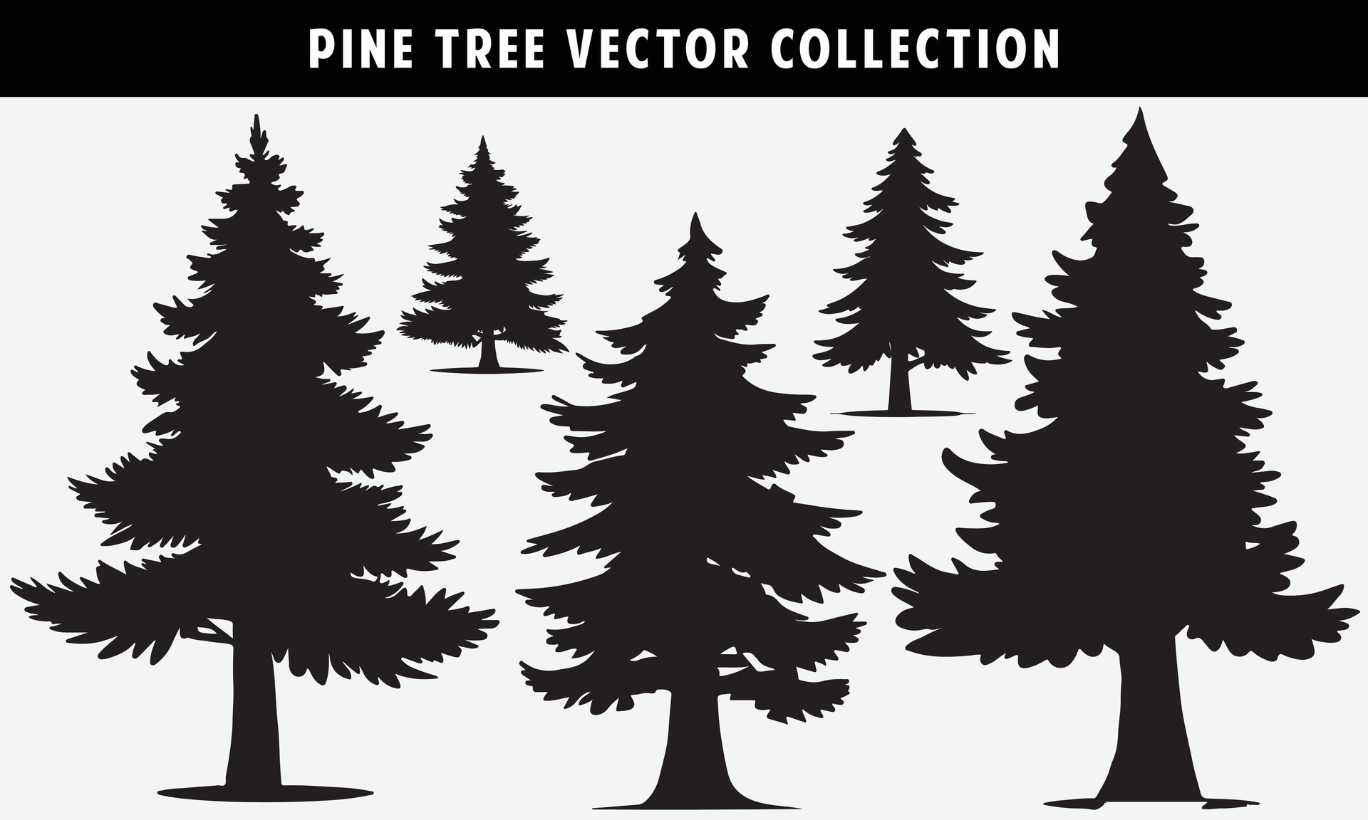 set of pine trees silhouettes vector graphics for design 25901498 ...
