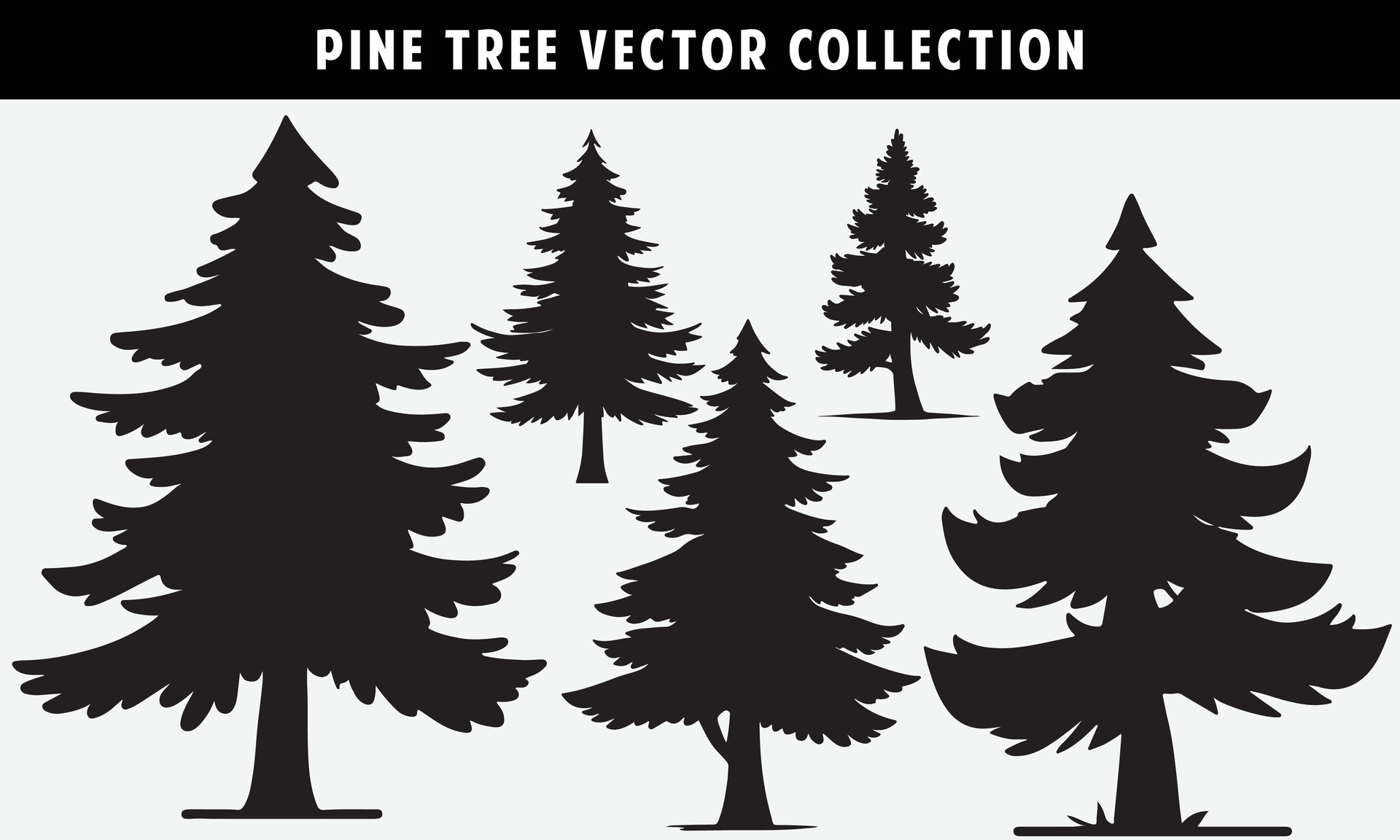 set of pine trees silhouettes vector graphics for design 25901499 ...