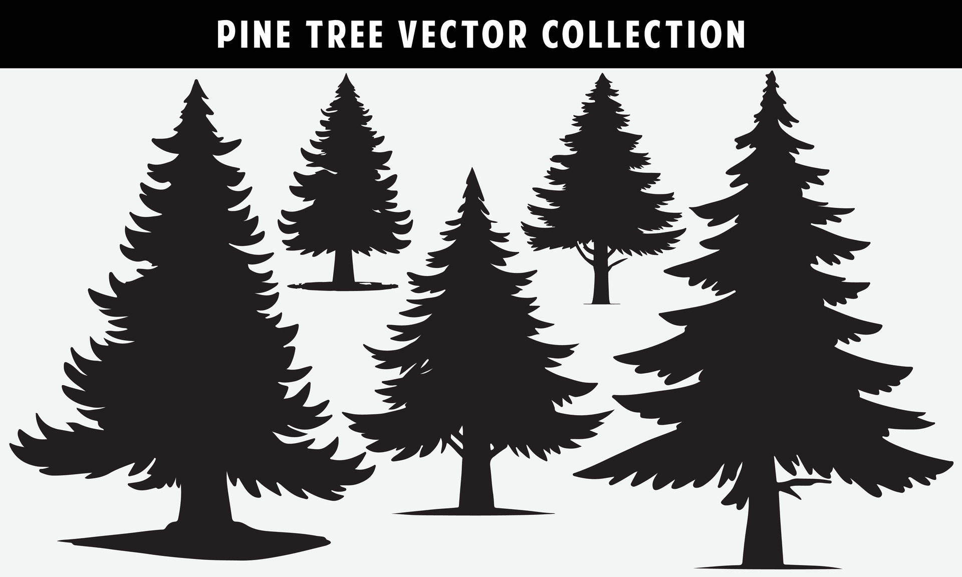set of pine trees silhouettes vector graphics for design 25901500 ...