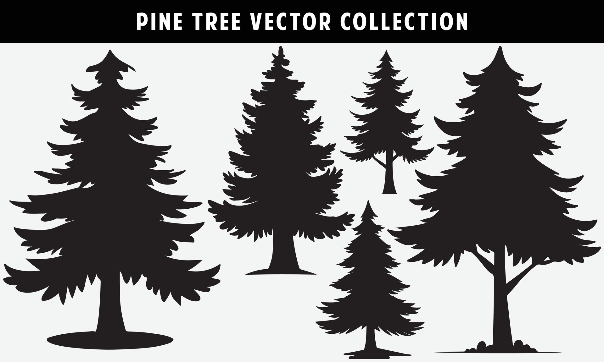 set of pine trees silhouettes vector graphics for design 25901502 ...