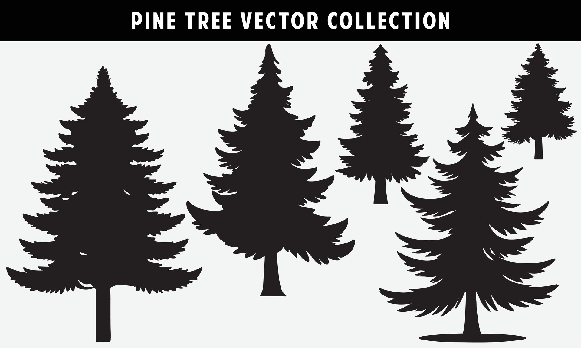 set of pine trees silhouettes vector graphics for design 25901509 ...