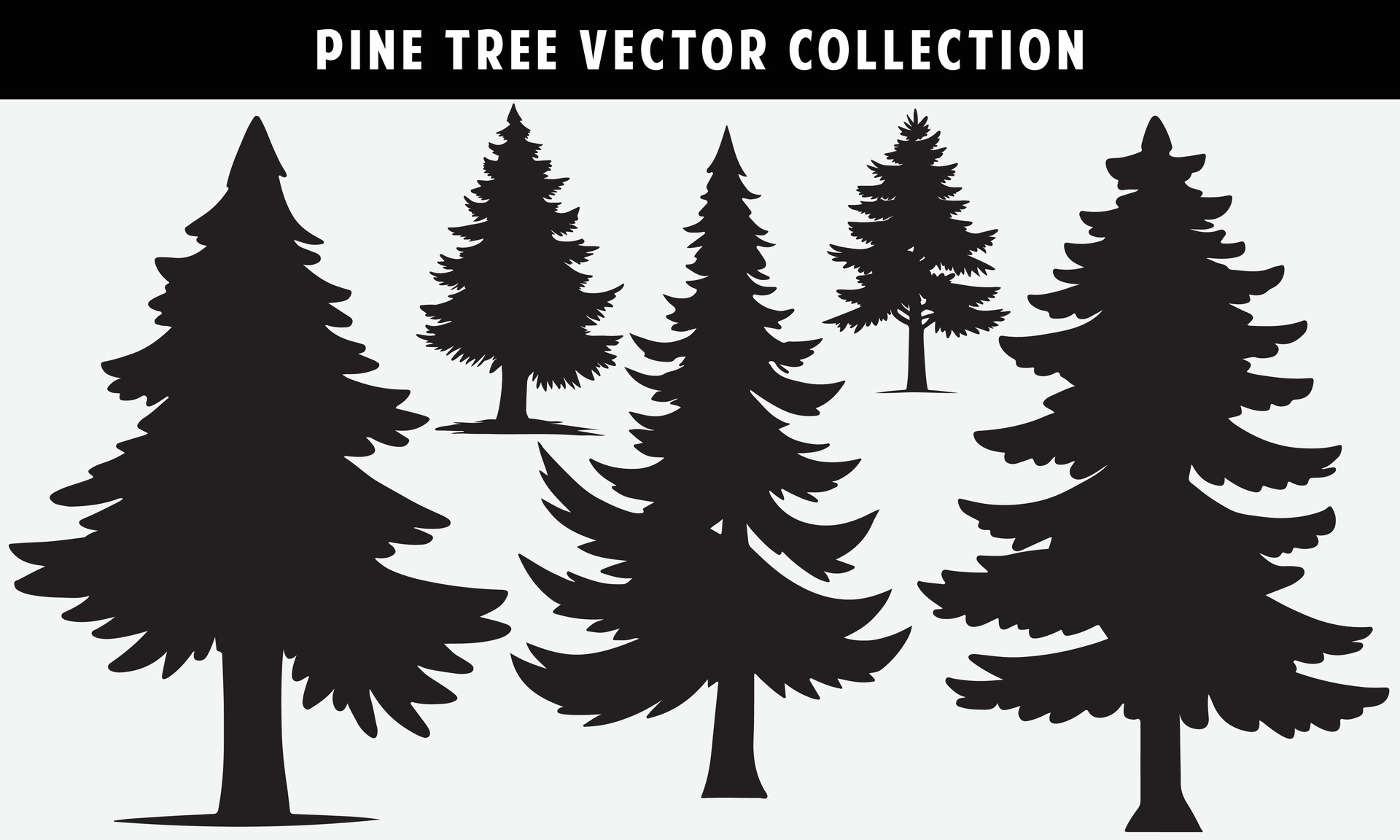 set of pine trees silhouettes vector graphics for design 25901511 ...