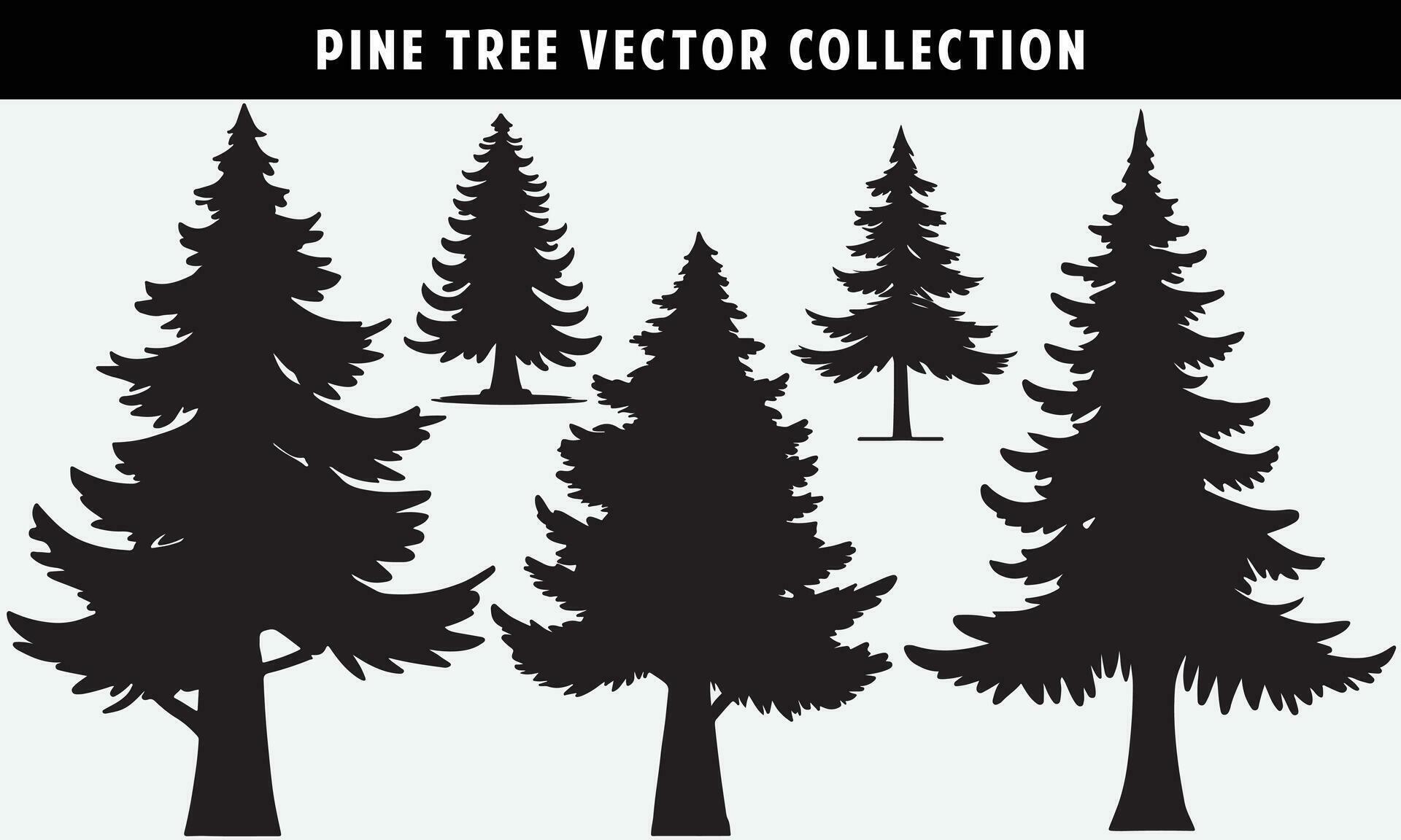 set of pine trees silhouettes vector graphics for design 25901513 ...