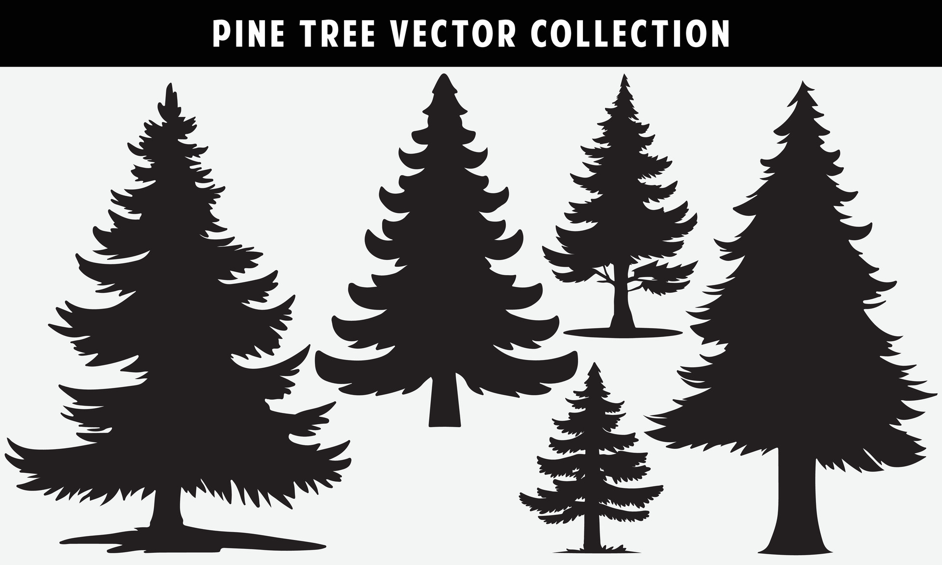 set of pine trees silhouettes vector graphics for design 25901514 ...
