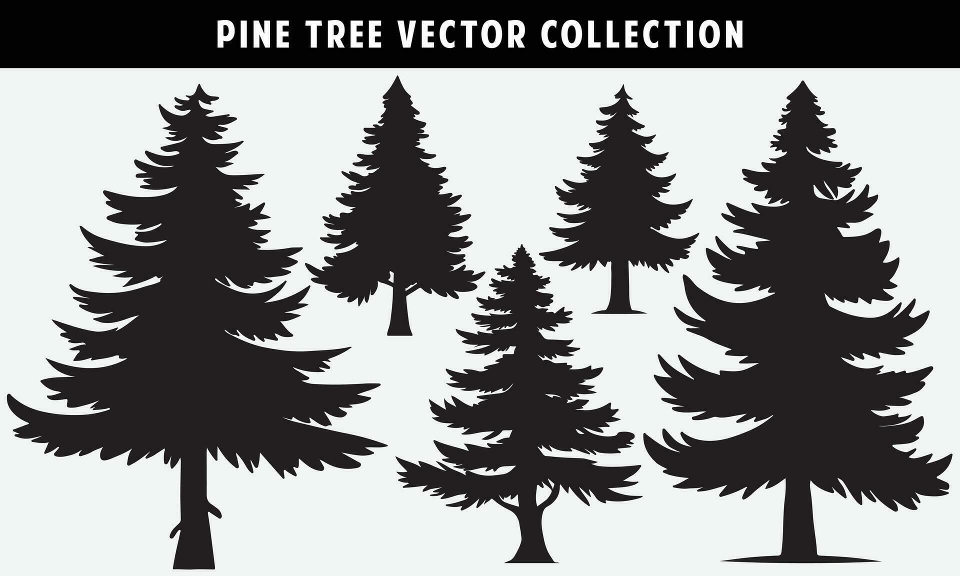 set of pine trees silhouettes vector graphics for design 25901519 ...