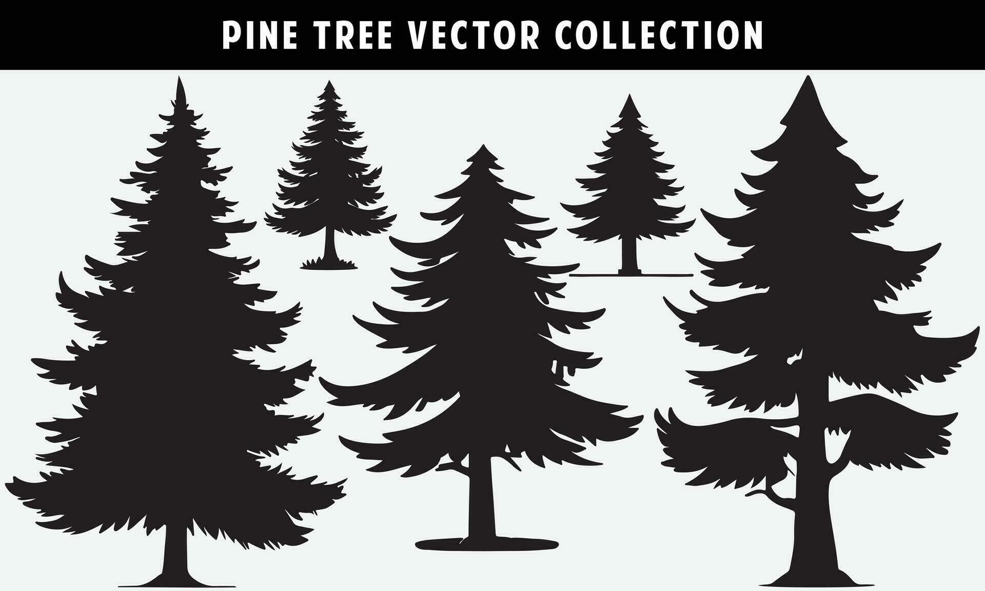 set of pine trees silhouettes vector graphics for design 25901523 ...