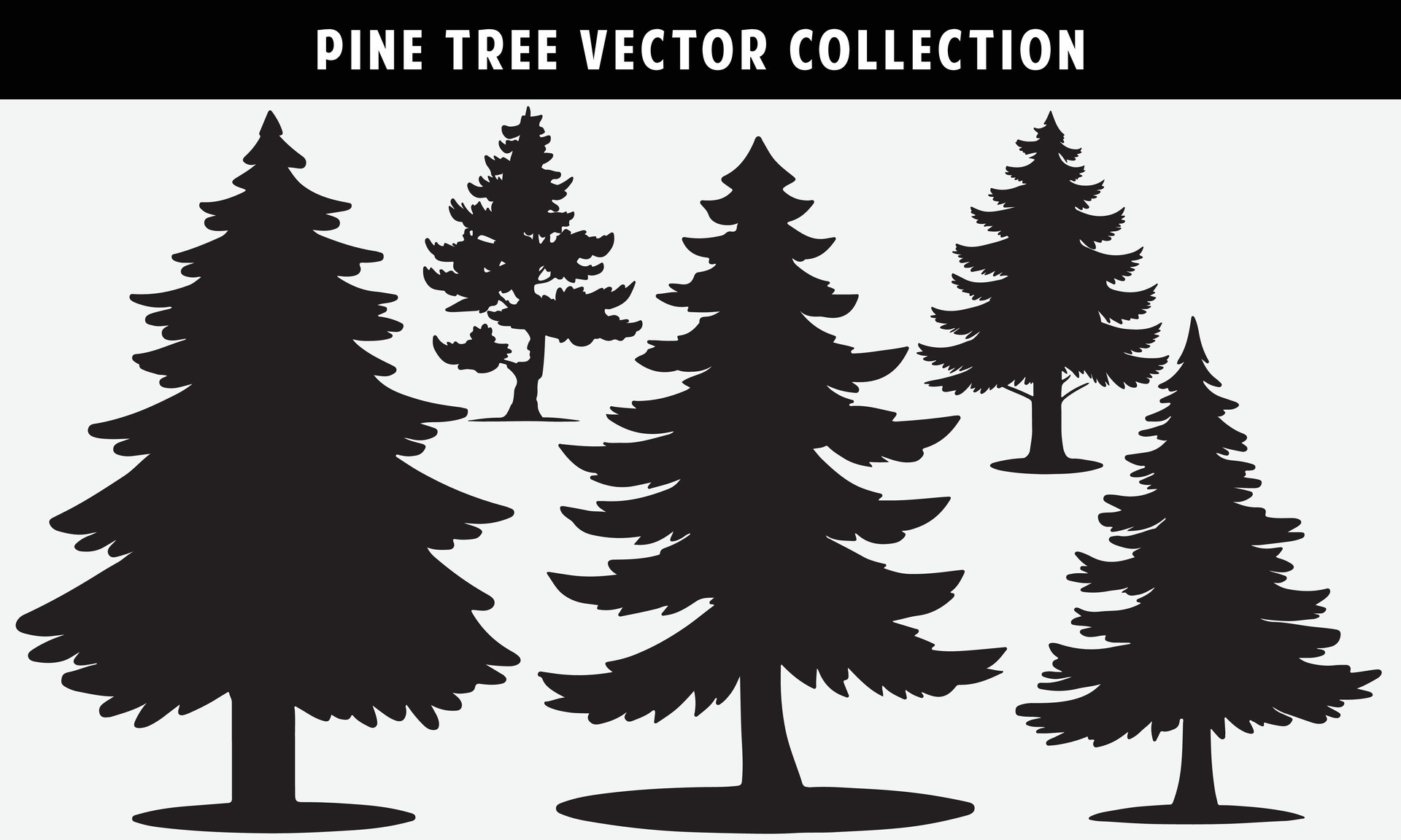 set of pine trees silhouettes vector graphics for design 25901530 ...