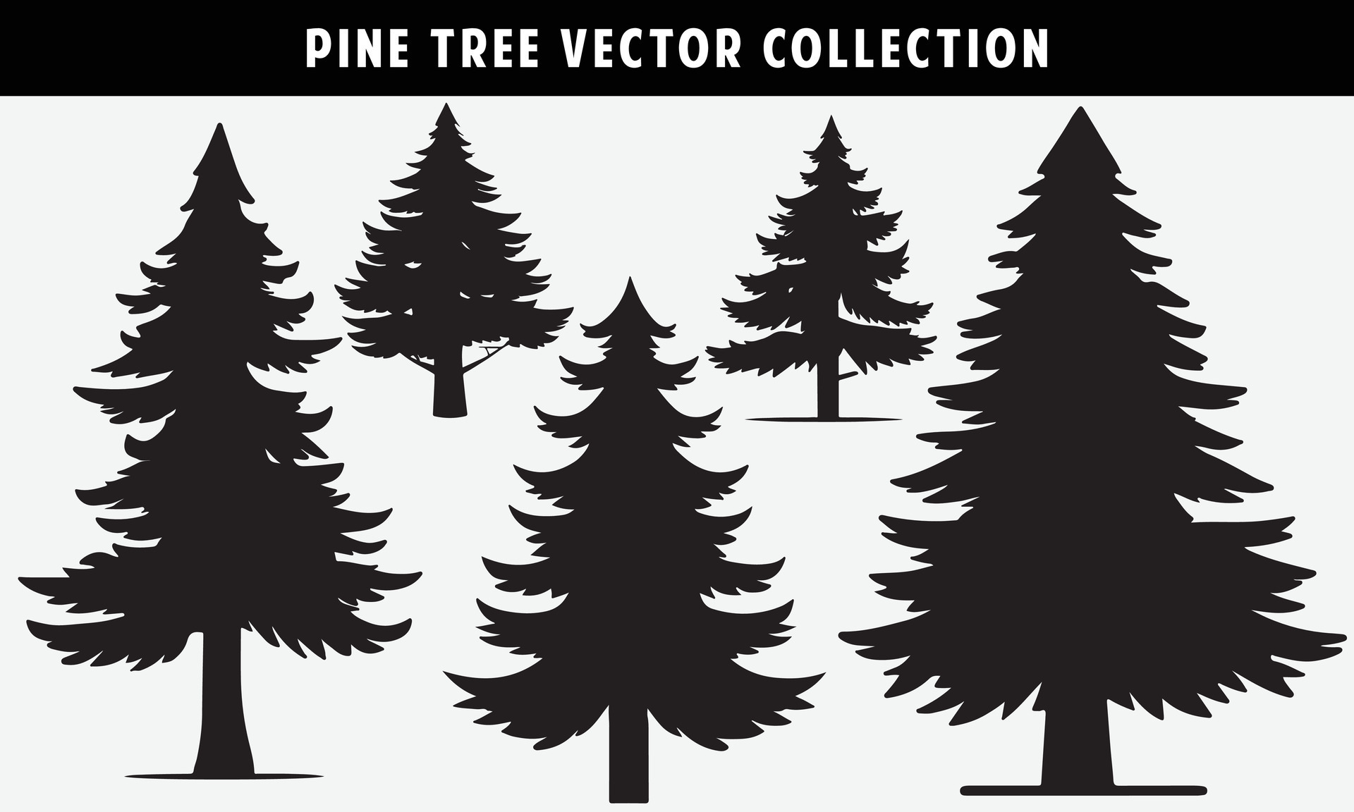 set of pine trees silhouettes vector graphics for design 25901531 ...
