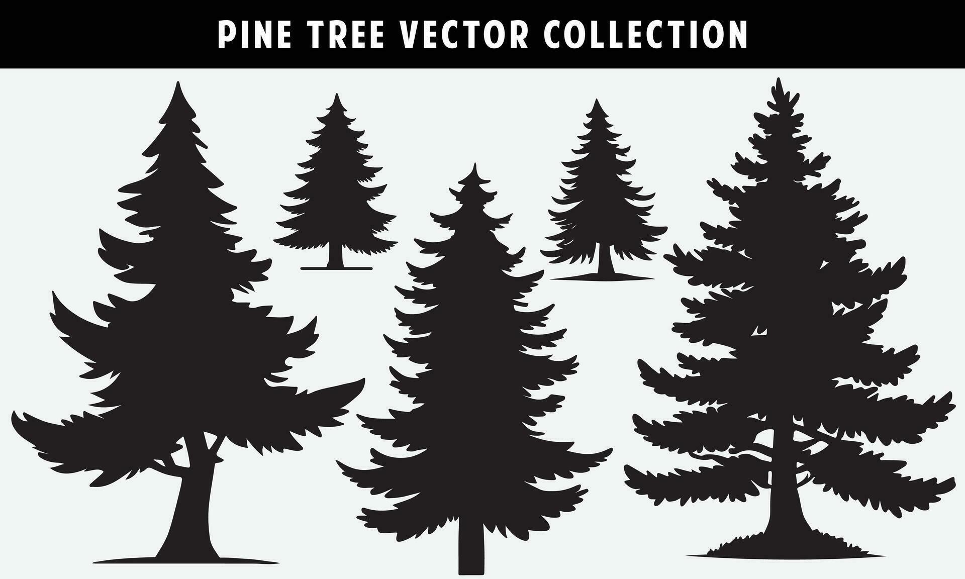 set of pine trees silhouettes vector graphics for design 25901540 ...