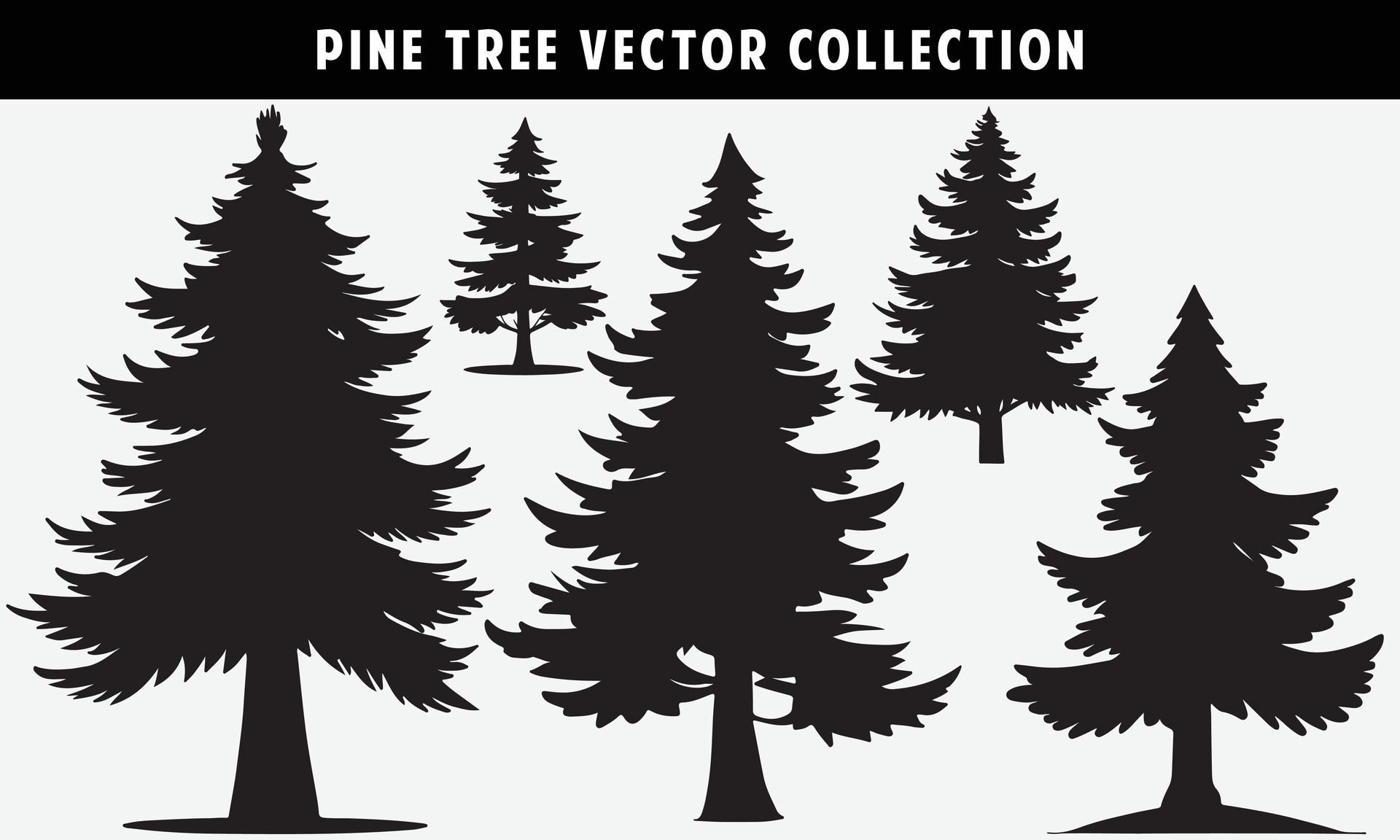 set of pine trees silhouettes vector graphics for design 25901565 ...