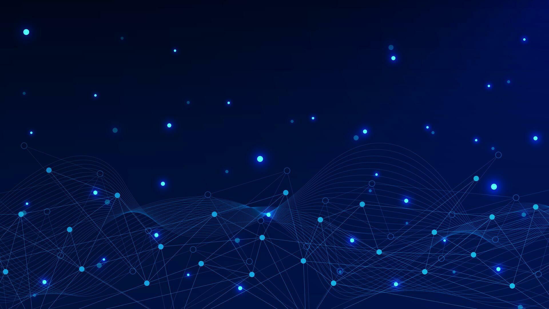 Abstract Connecting Dots And Lines With Wave Flow Digital Technology For Big Data Visualization