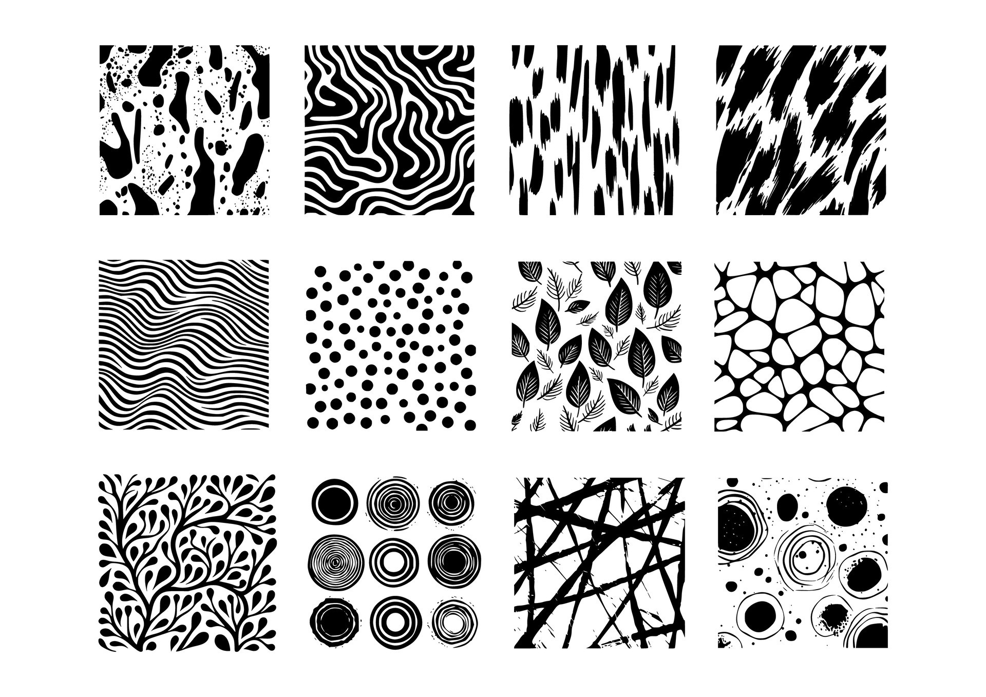 12 Grunge Monochrome Texture Pattern Collection Vector Illustrations 25902042 Vector Art At Vecteezy