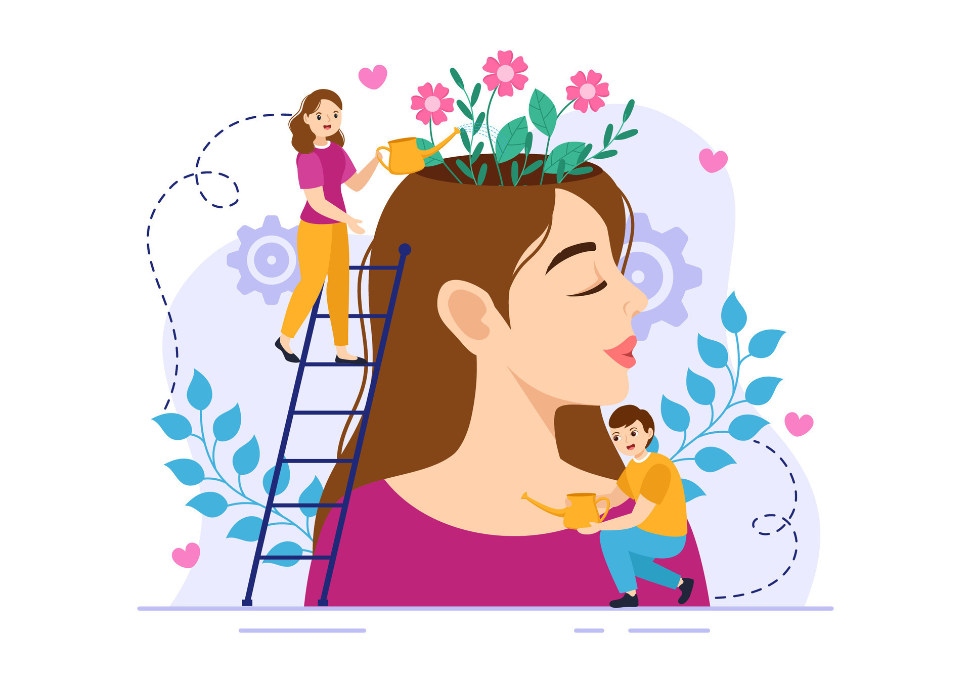 Positivos Pensamientos Vector Ilustración Con Pensando Positivo Como Un