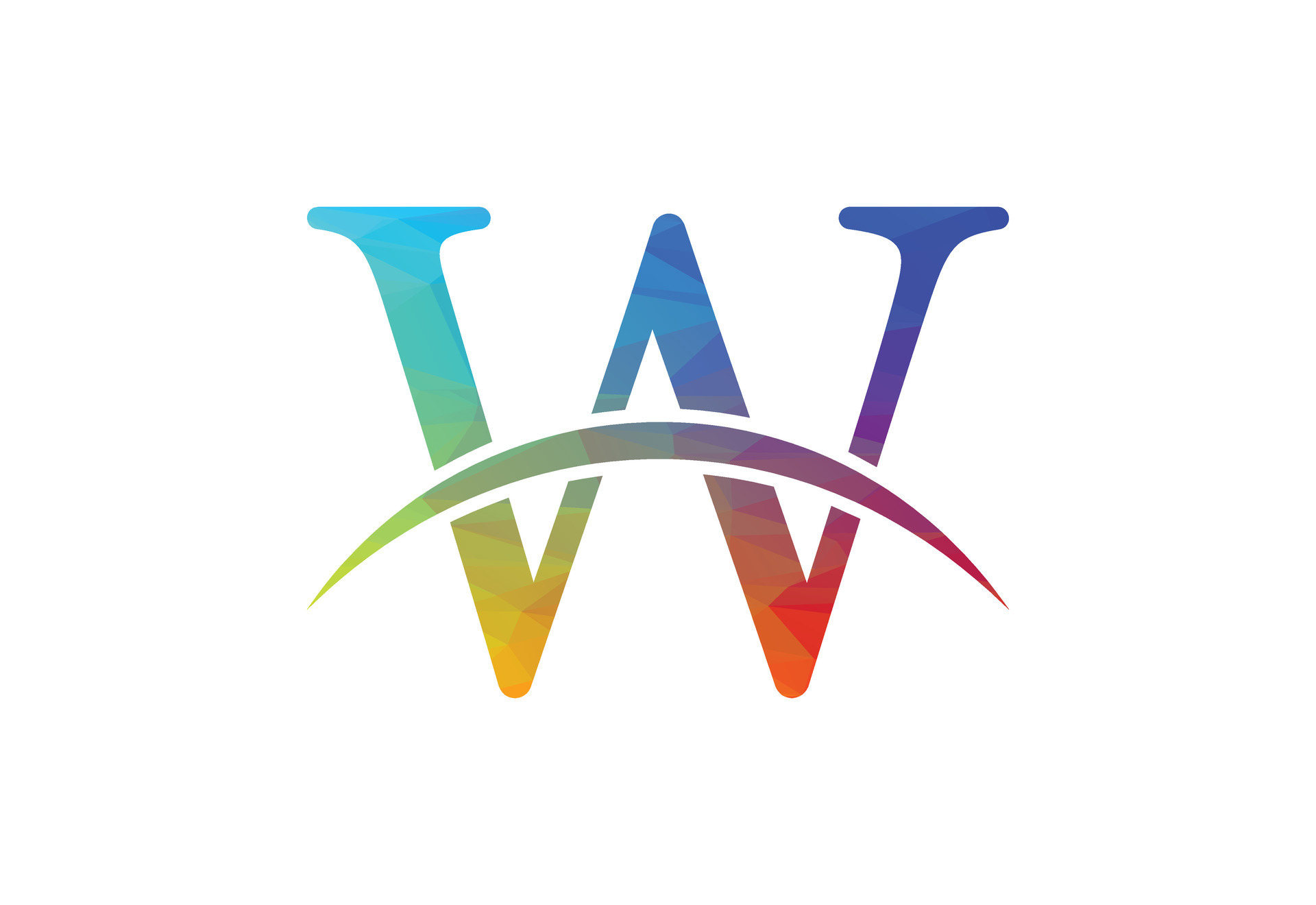 Low Poly and initial W letter logo design, Vector illustration 25904412 ...