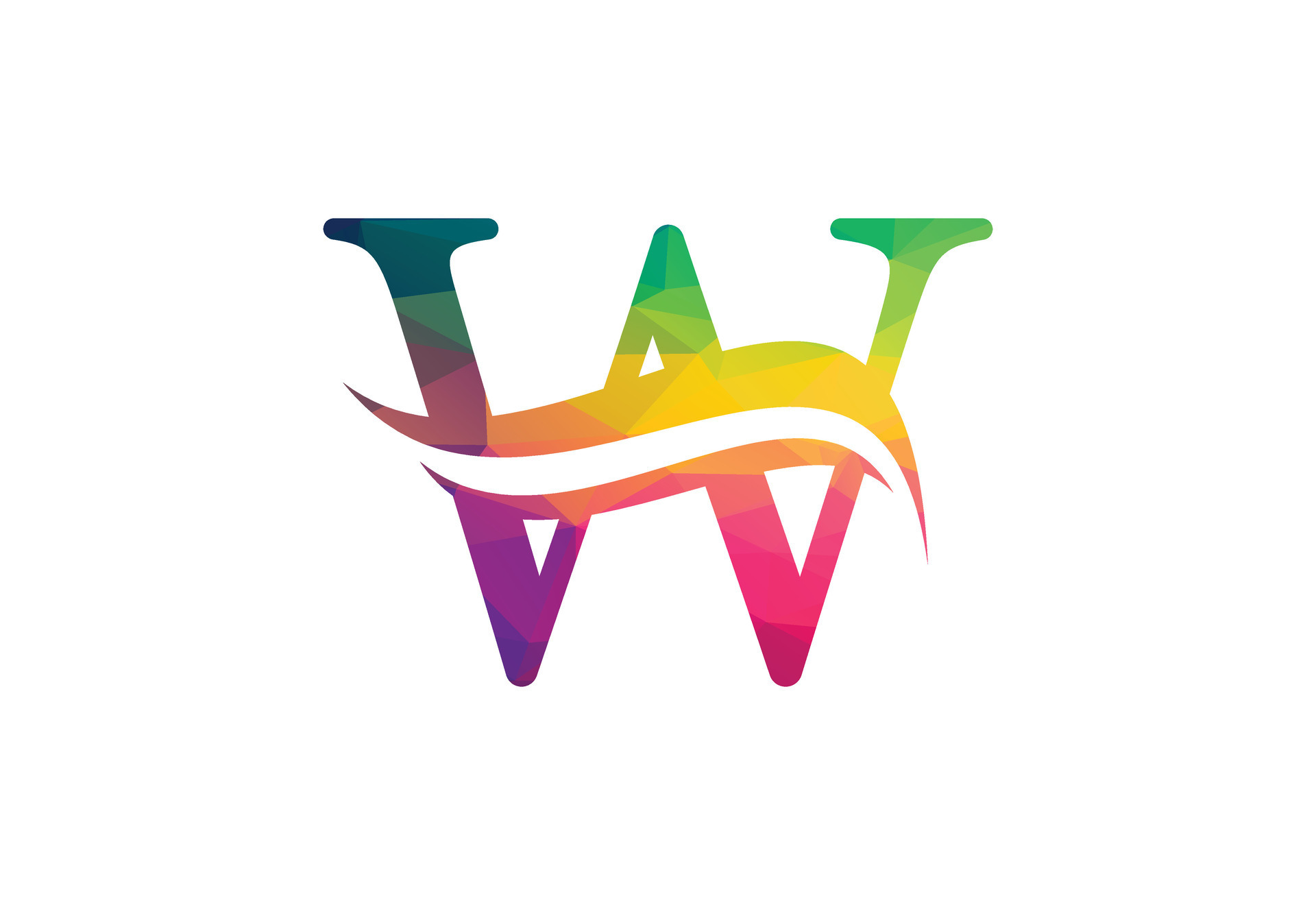 Low Poly and initial W letter logo design, Vector illustration 25904419 ...