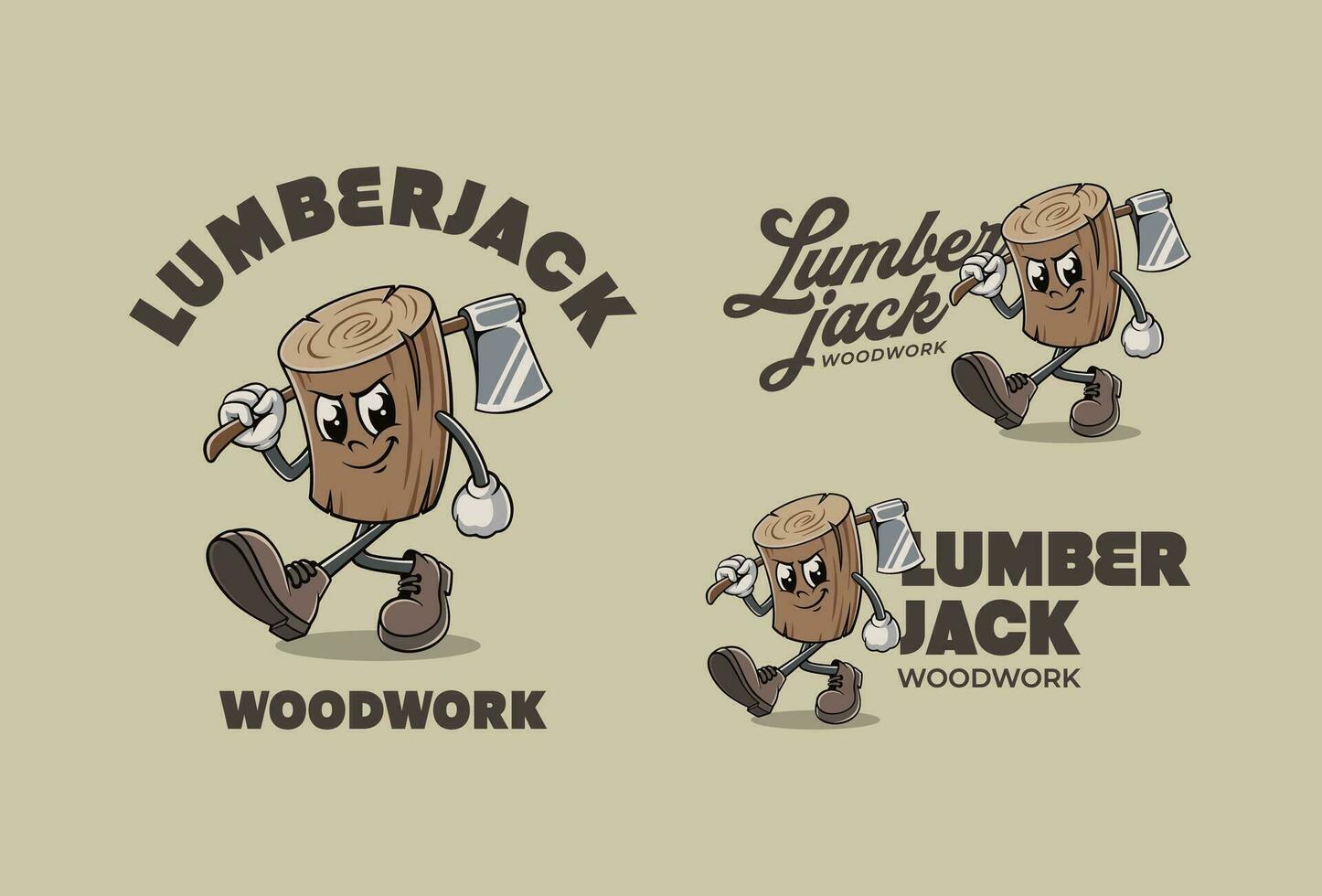 Lumberjack Cartoon Character Mascot Logo Design Template 25904719 Vector Art at Vecteezy
