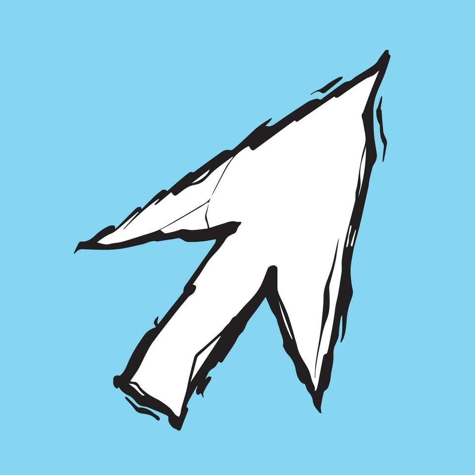 White Abstract Black Outlined Computer Cursor Click Arrow Pointer With