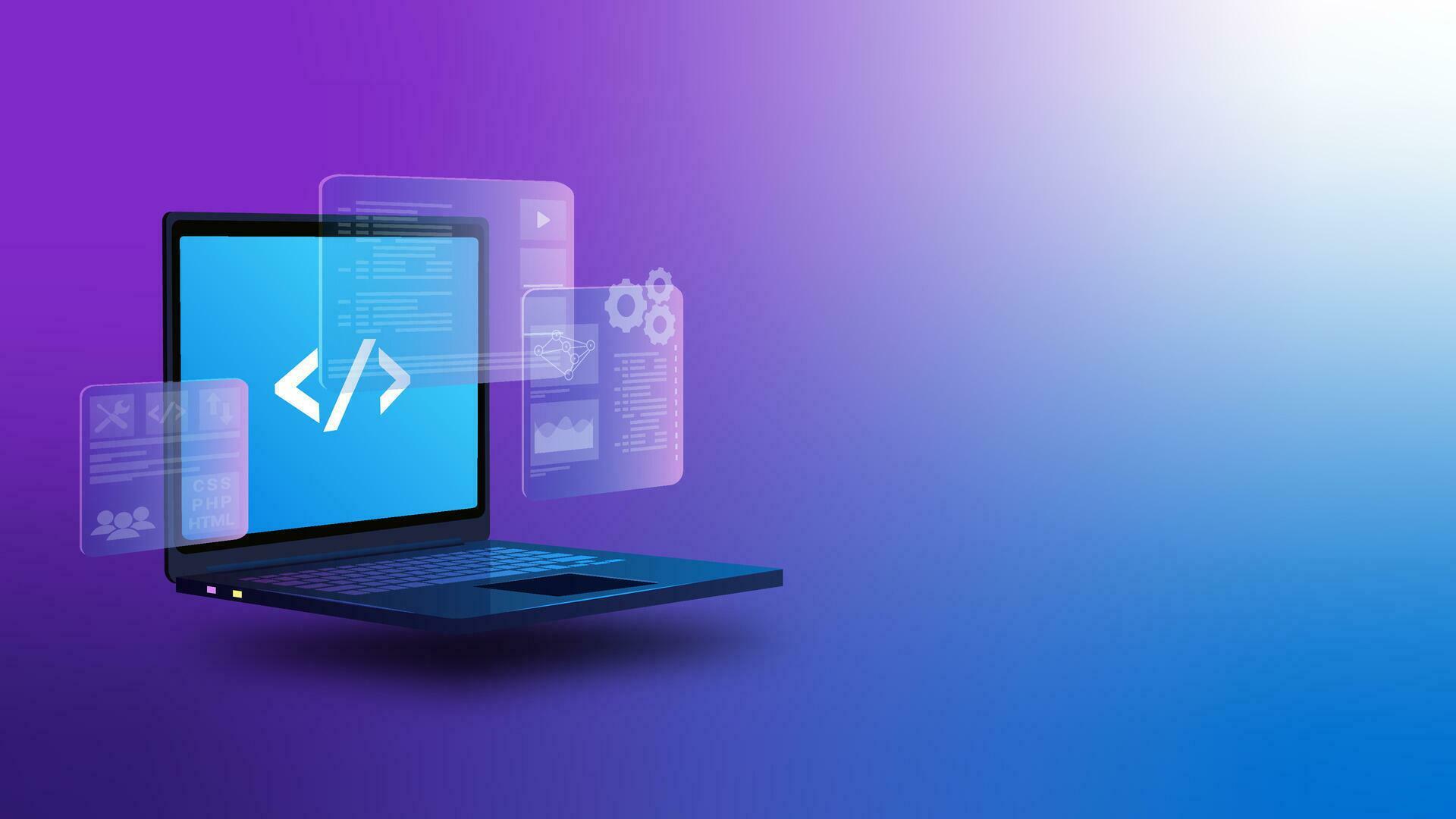 Software Development Coding Concept Programming Laptop Ui 25910378 Vector Art At Vecteezy