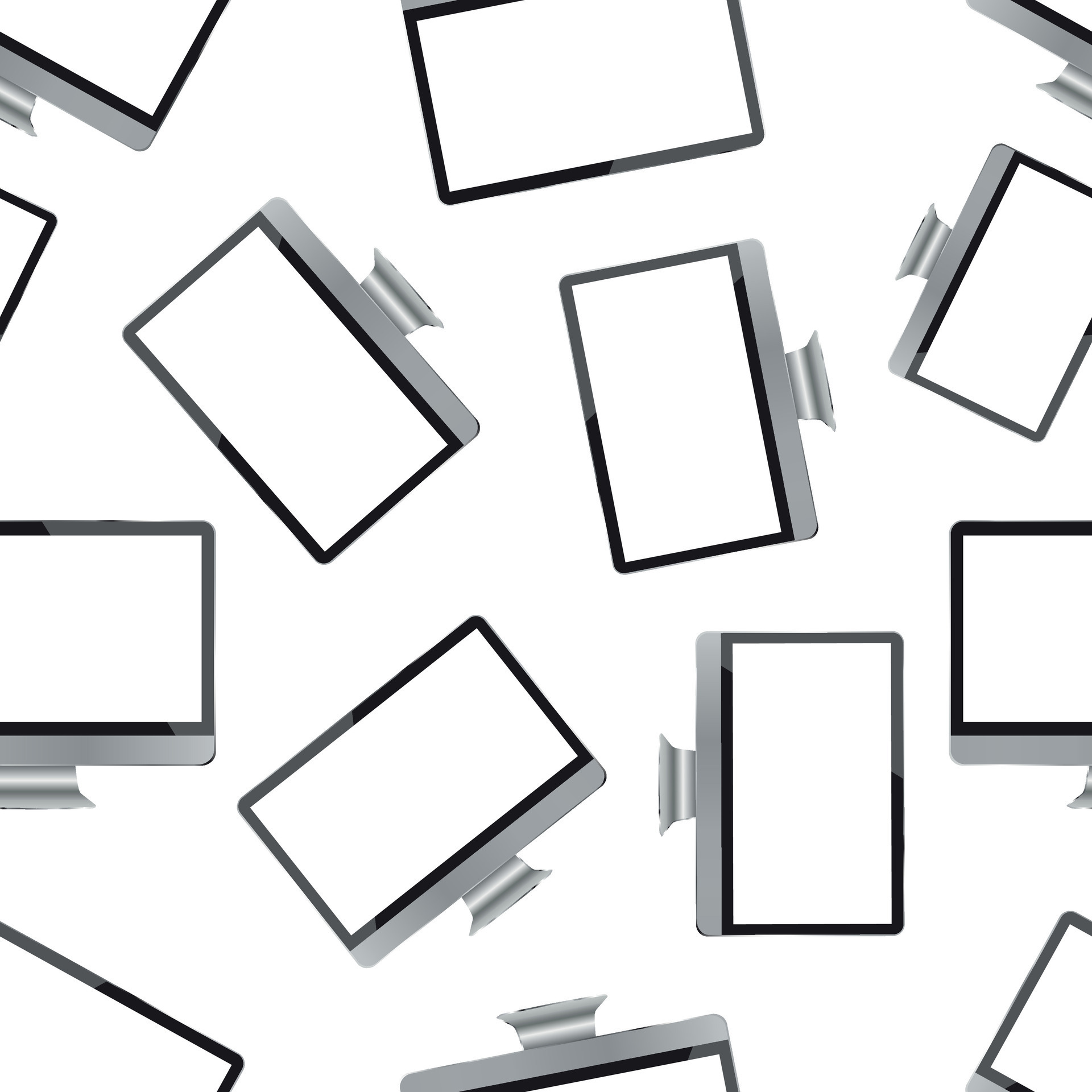 Desktop computer monitor seamless pattern background. Business flat ...