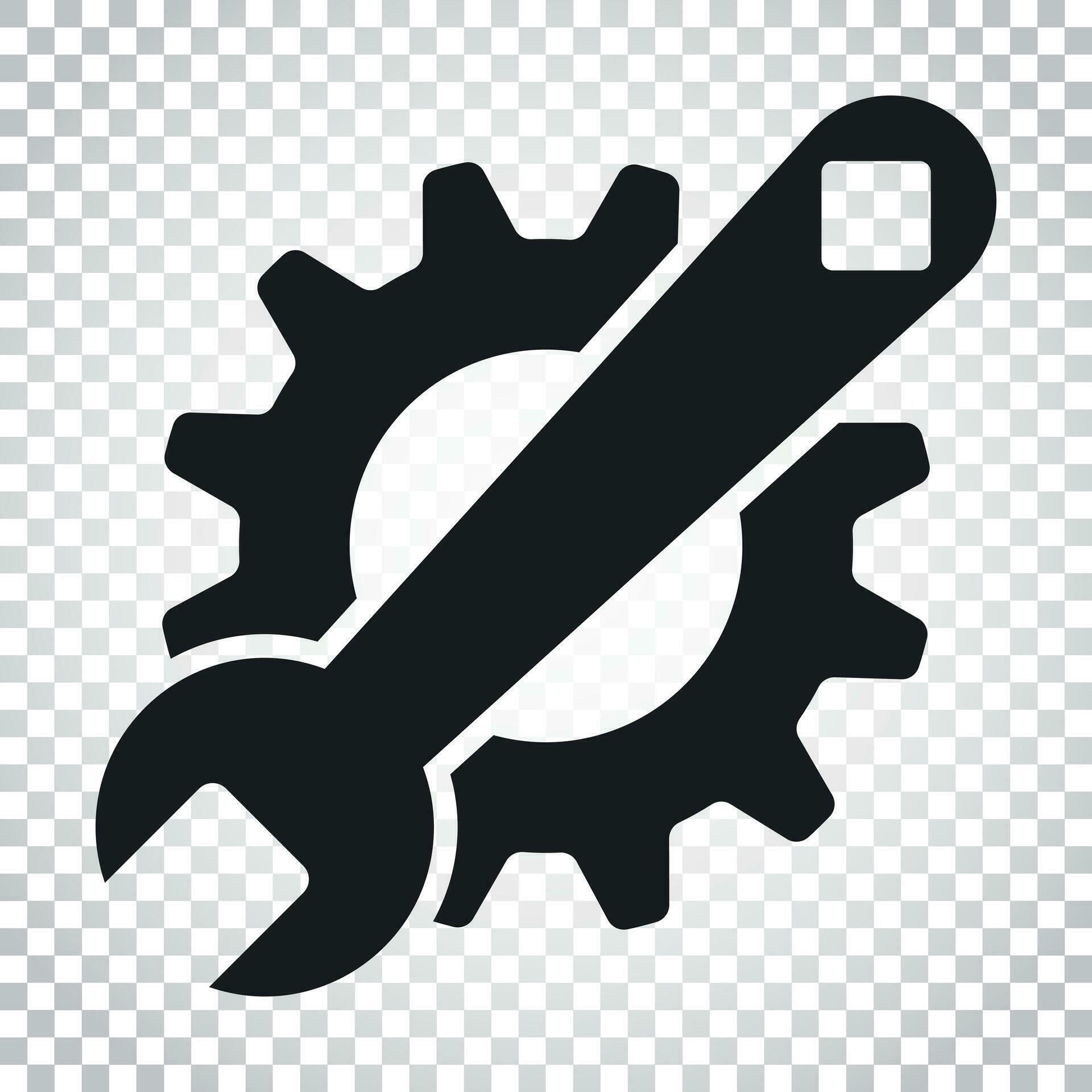 Service Tools Flat Vector Icon Cogwheel With Wrench Symbol Logo