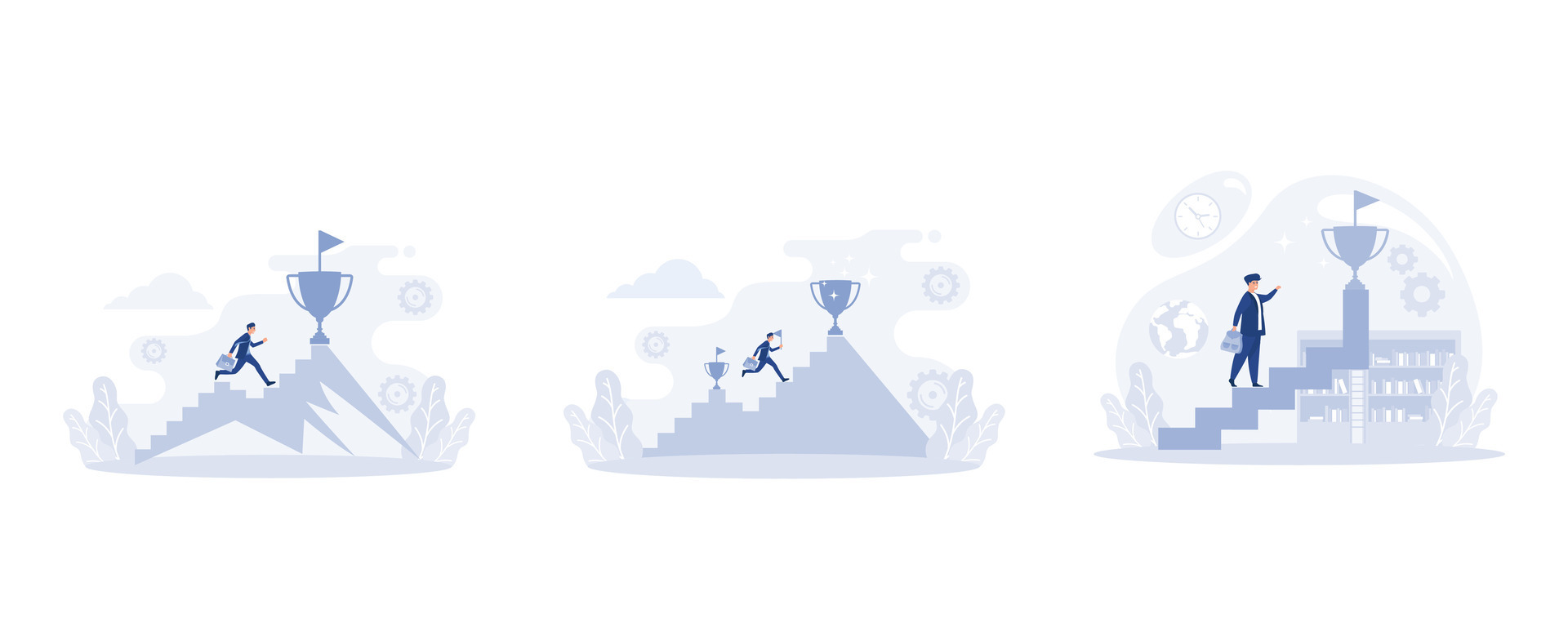 Businessman jumping on the graph to goal, motivation to reach new goal ... Businessman jumping on the graph to goal, motivation to reach new goal ...