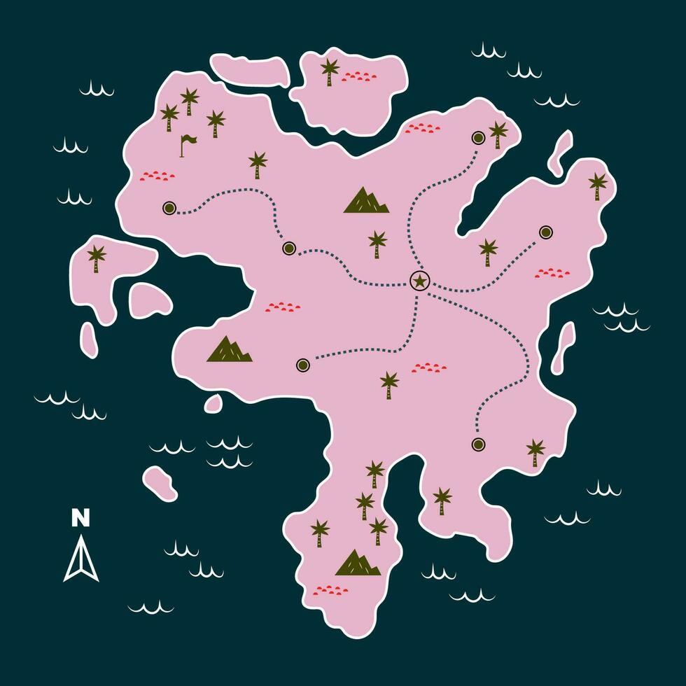 Island Roads And City Fantasy Map Flat Illustration 25916042 Vector Art At Vecteezy